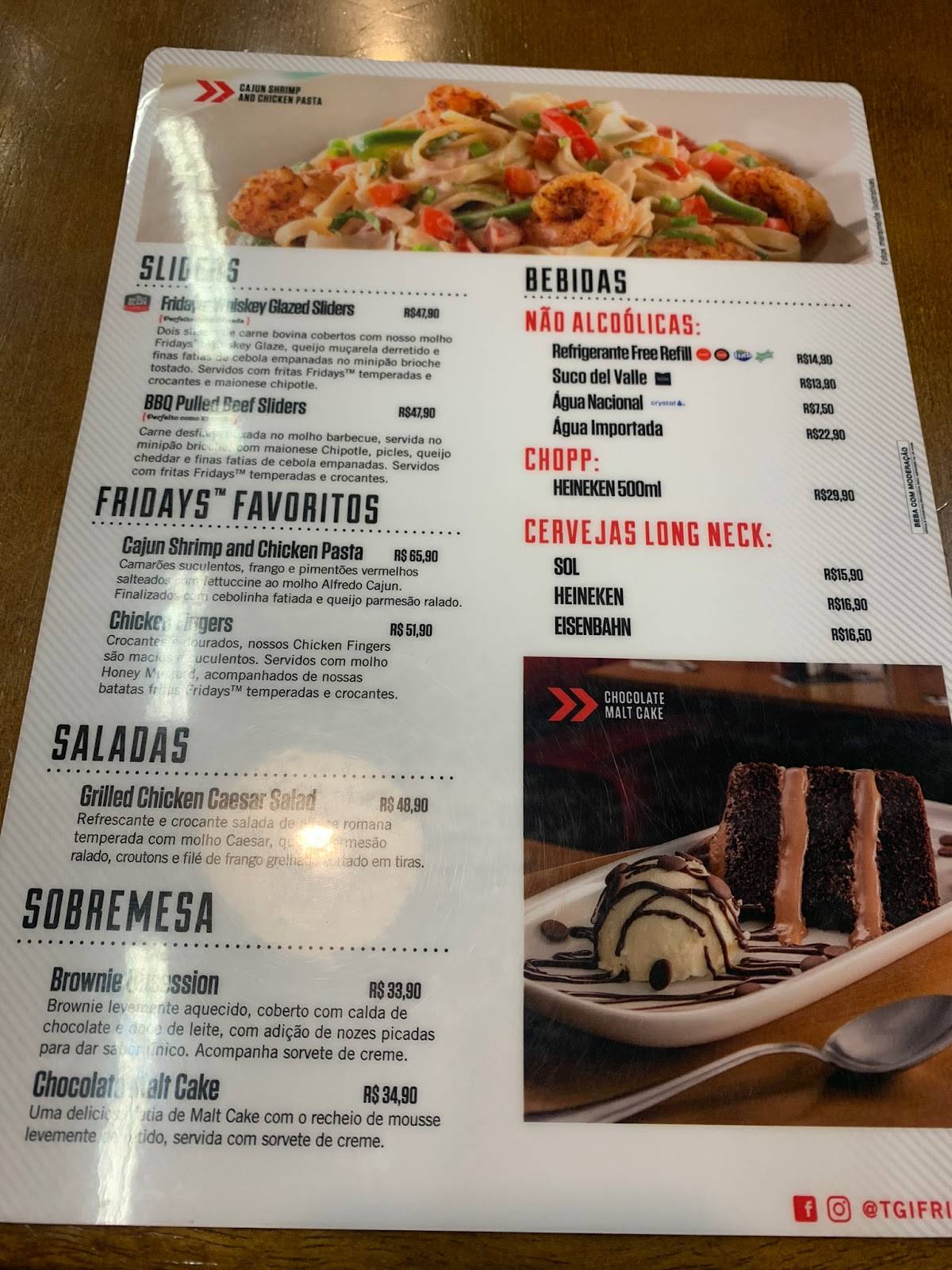 Menu em TGI Fridays: Sports Bar, Drinks, Hambúrguer, Happy Hour em Rio ...