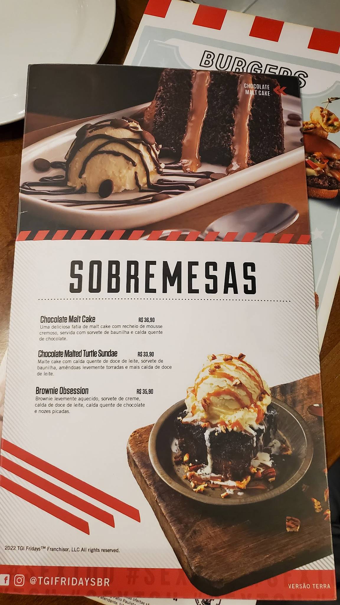 Menu at TGI Fridays: Sports Bar, Drinks, Hambúrguer, Happy Hour em Rio ...
