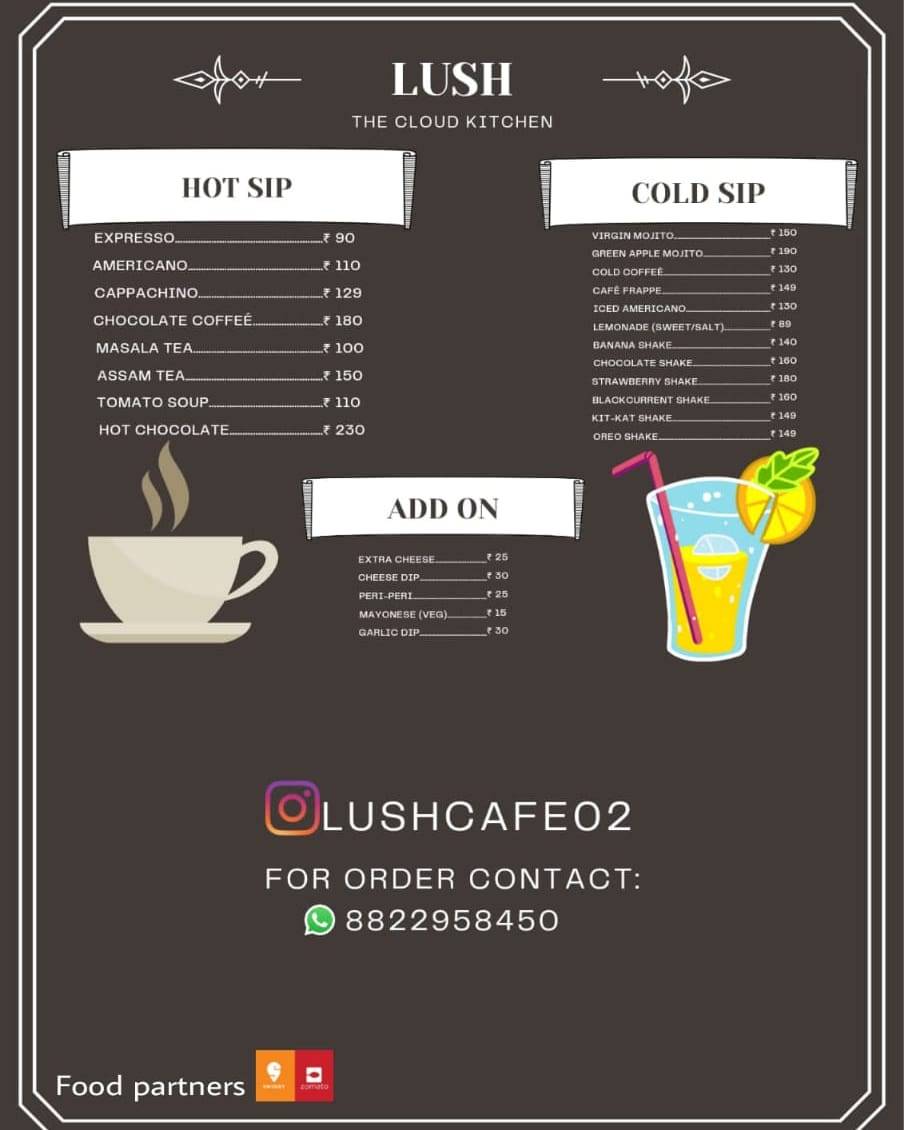 Menu at THE LUSH, New Delhi