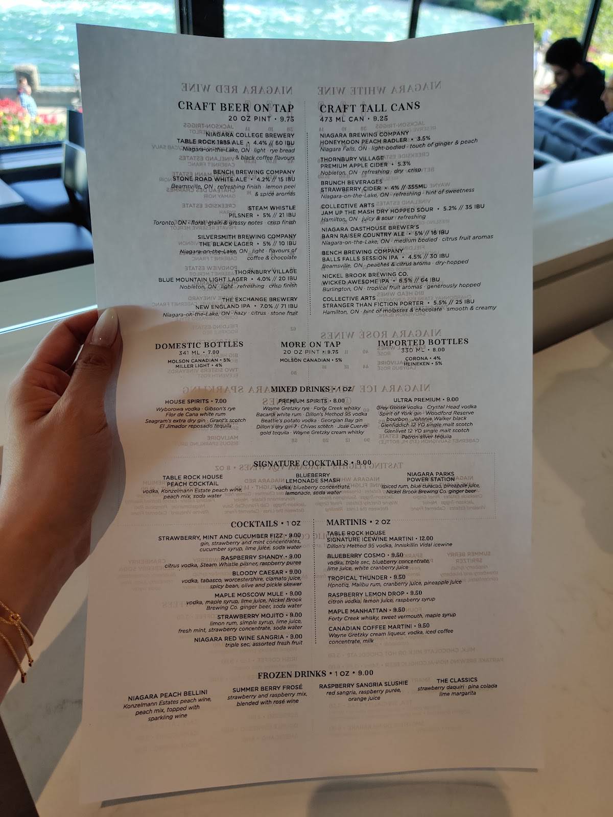 Menu at Table Rock House Restaurant, Niagara Falls