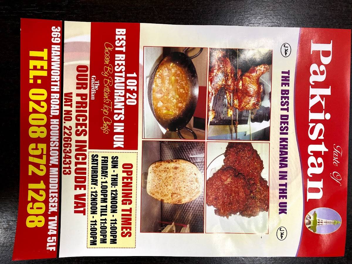 Menu at Taste of Pakistan Restaurant and Take away, London