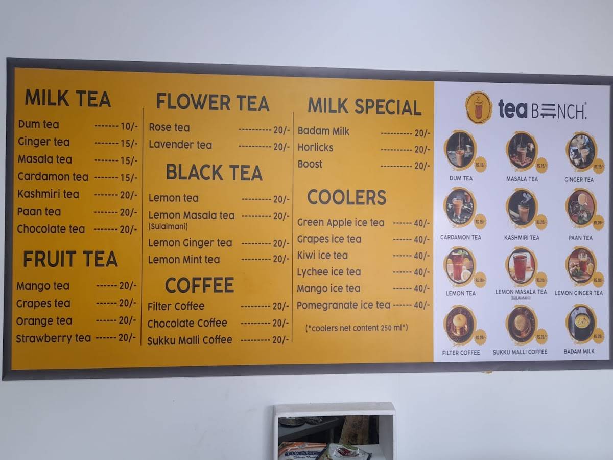 Menu at Tea Bench, Chennai, Plot NO 10