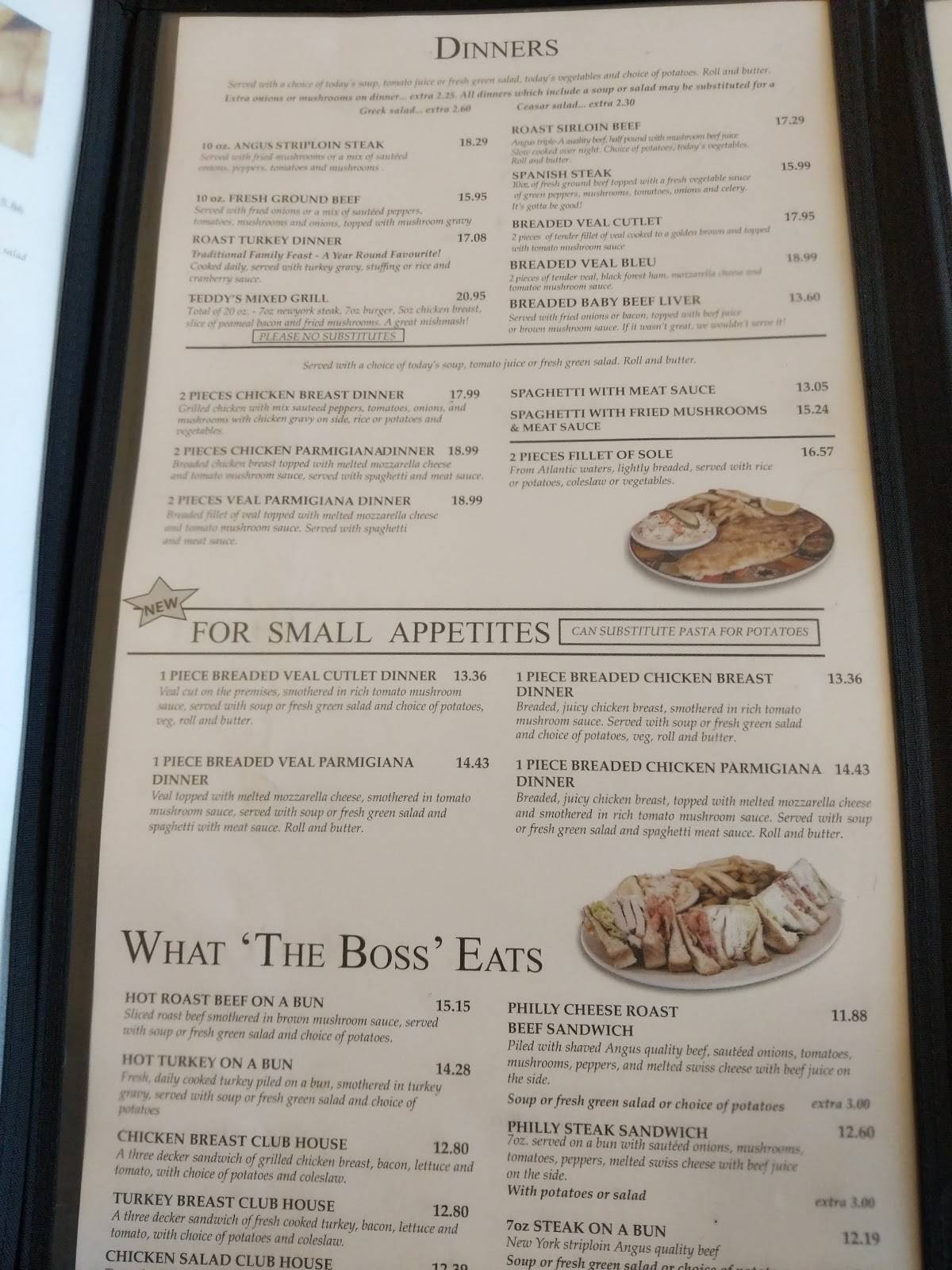 Menu at Teddy's Restaurant & Deli, Oshawa