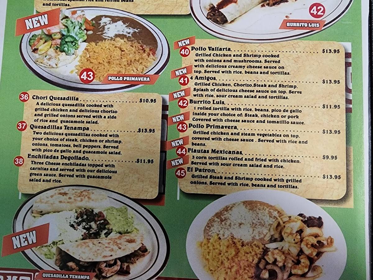 Menu at Tenampa Mexican Restaurant, Darlington