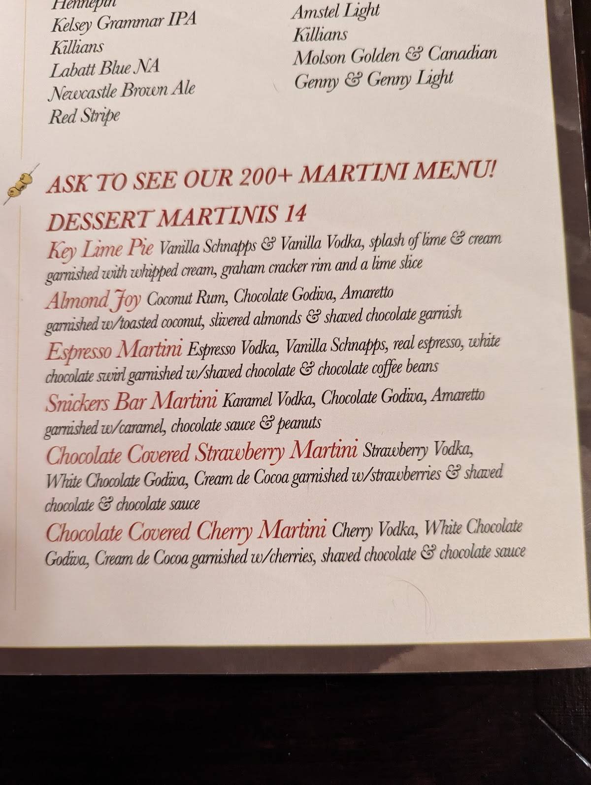 Menu at The Bay Street restaurant, Sodus Point