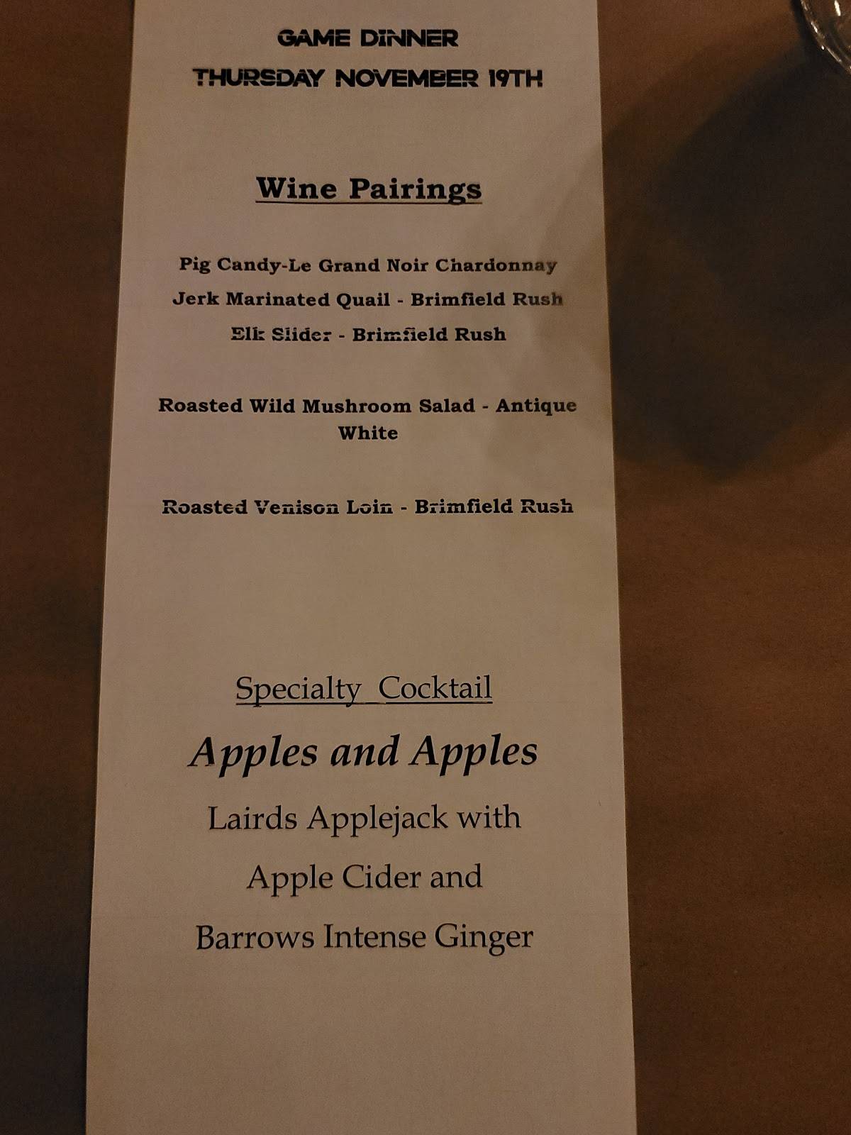 Menu at The Duck restaurant, Sturbridge