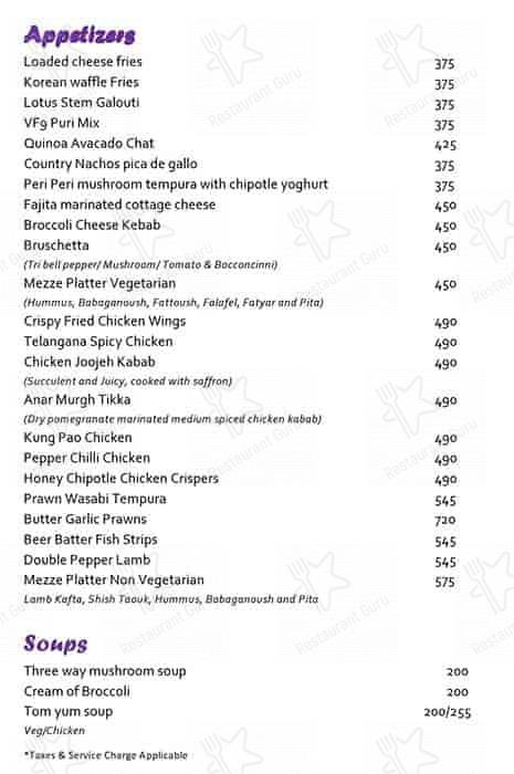 Menu at The Glass Onion, Hyderabad, Boulder Hills Madhava Reddy Colony ...
