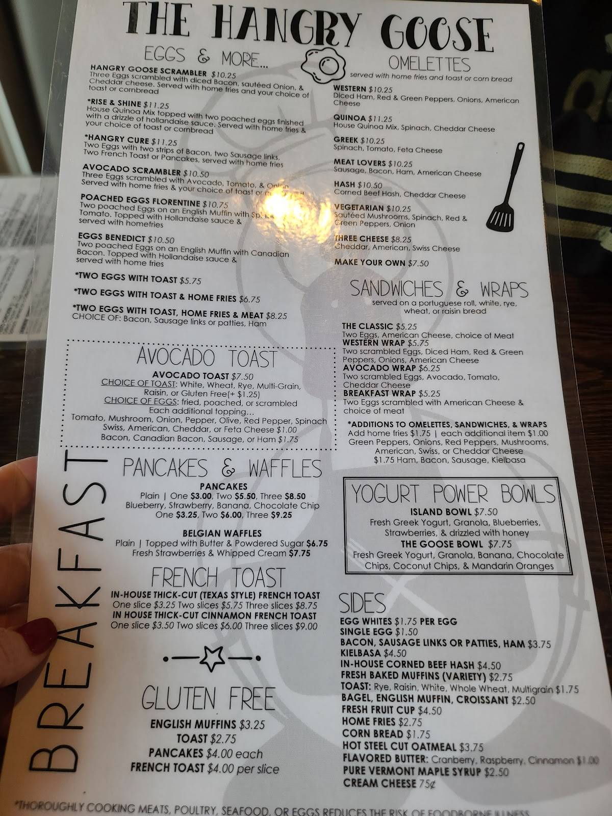 Menu at The Hangry Goose restaurant, Old Lyme