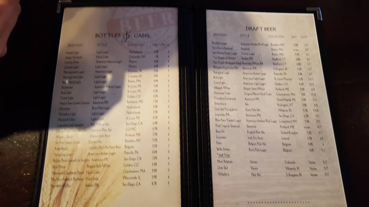 Menu at The Haversham restaurant, Westerly
