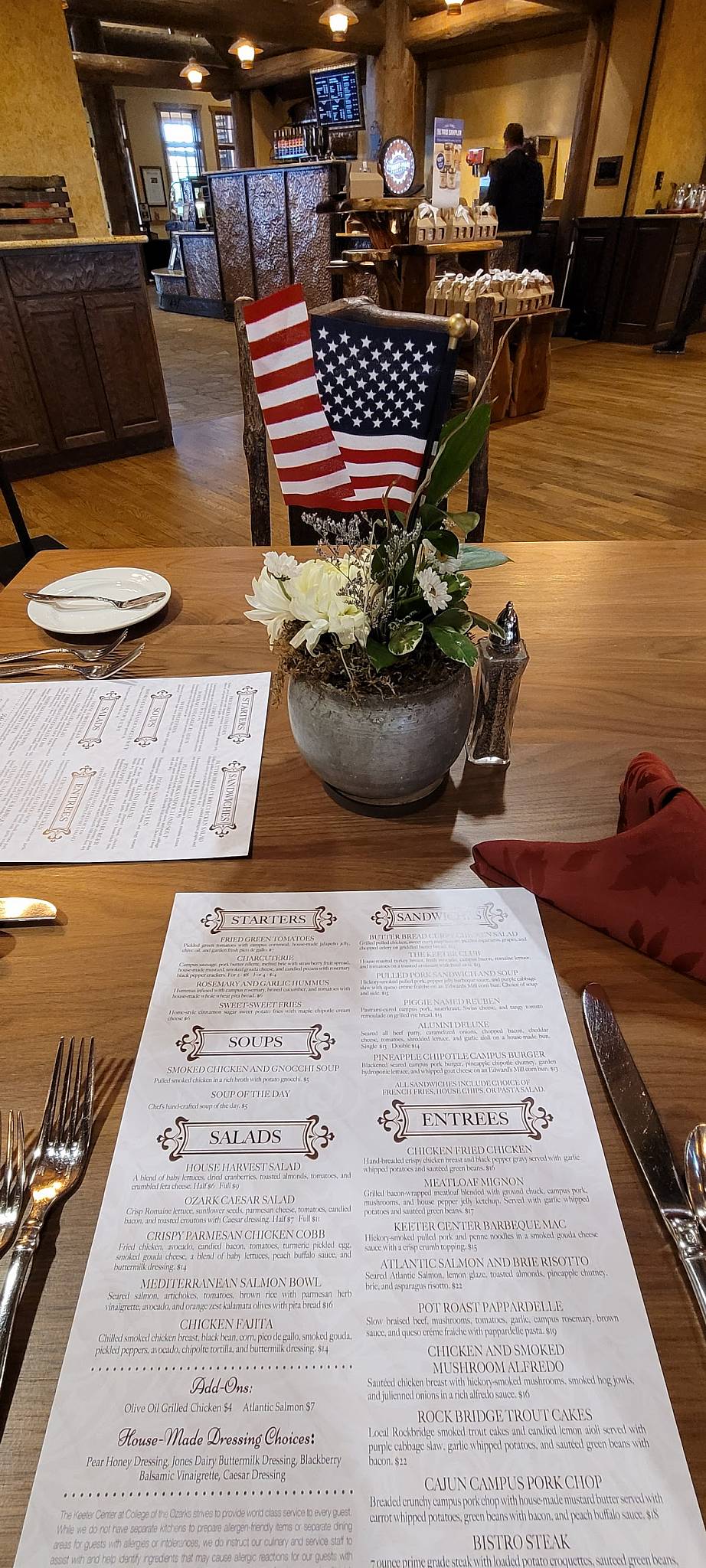 Menu at The Keeter Center-Dining restaurant, Point Lookout, 1 ...