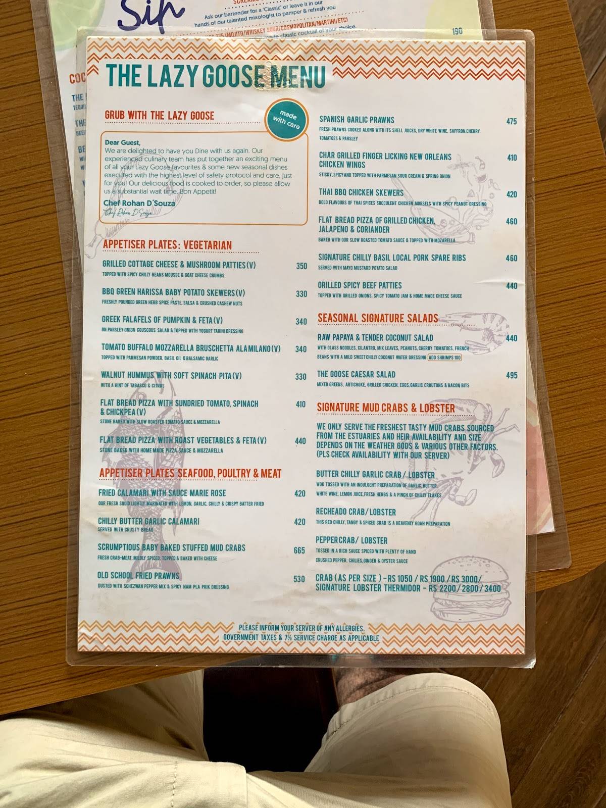 Menu at The Lazy Goose, Nerul