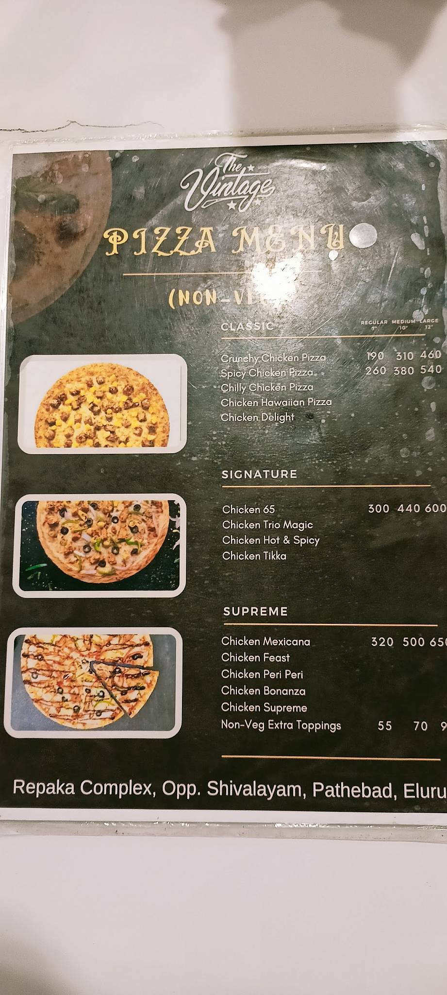 Menu at The Vintage, Eluru, Repaka complex