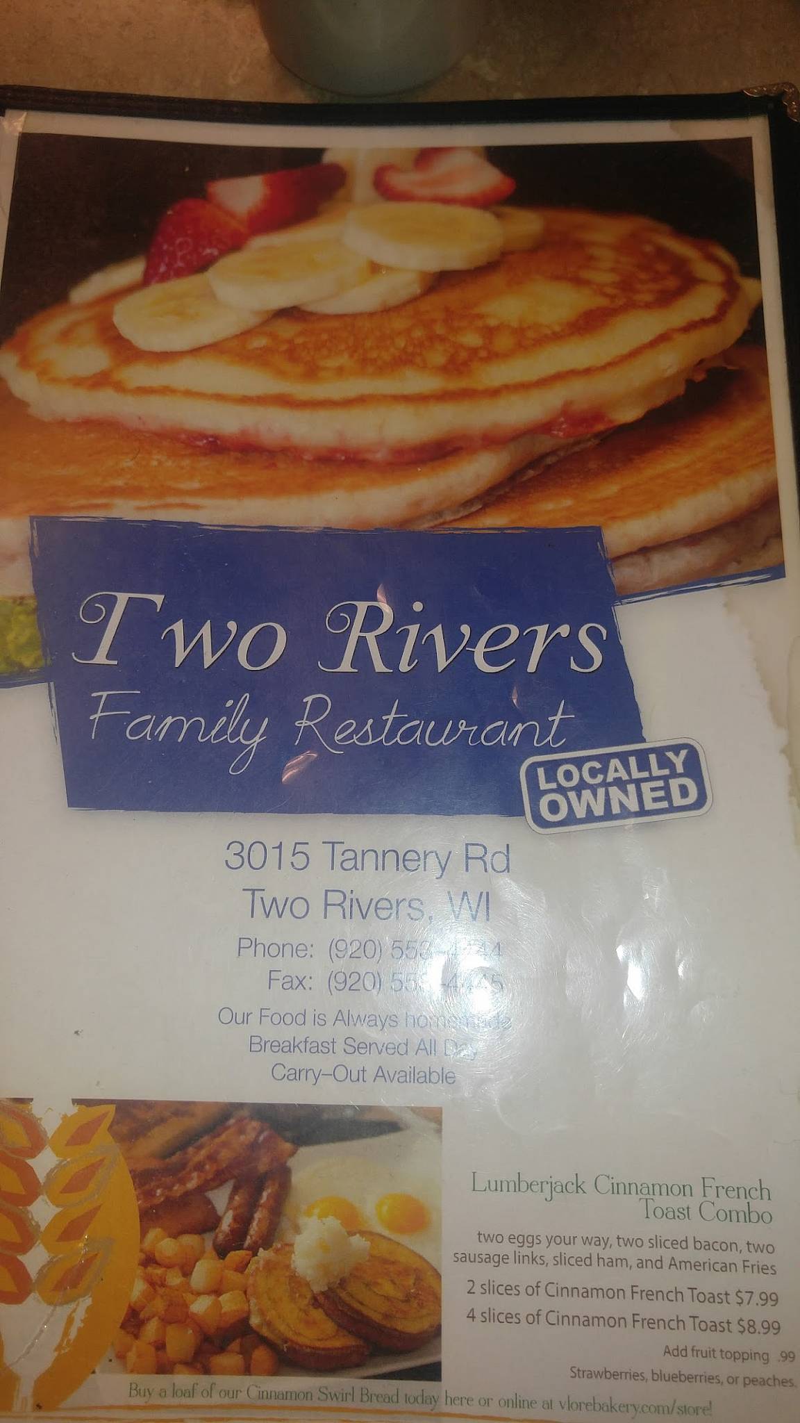 Menu at Two Rivers Family Restaurant, Two Rivers