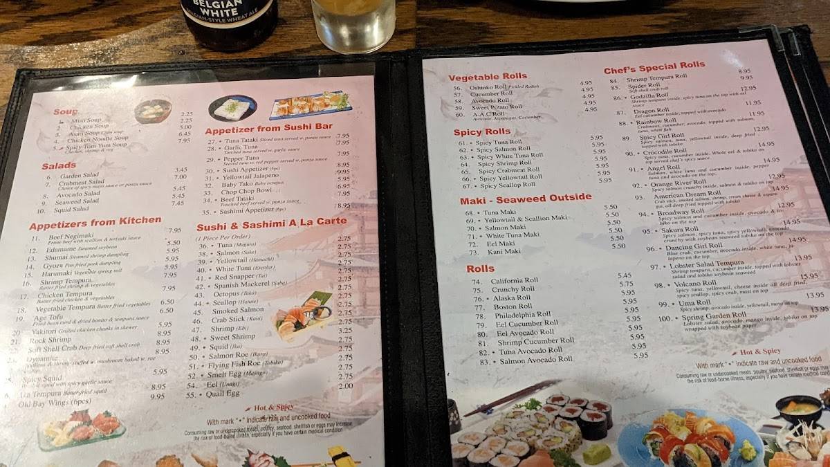Menu at Uma Japanese Hibachi Steak House restaurant, Saint Clair