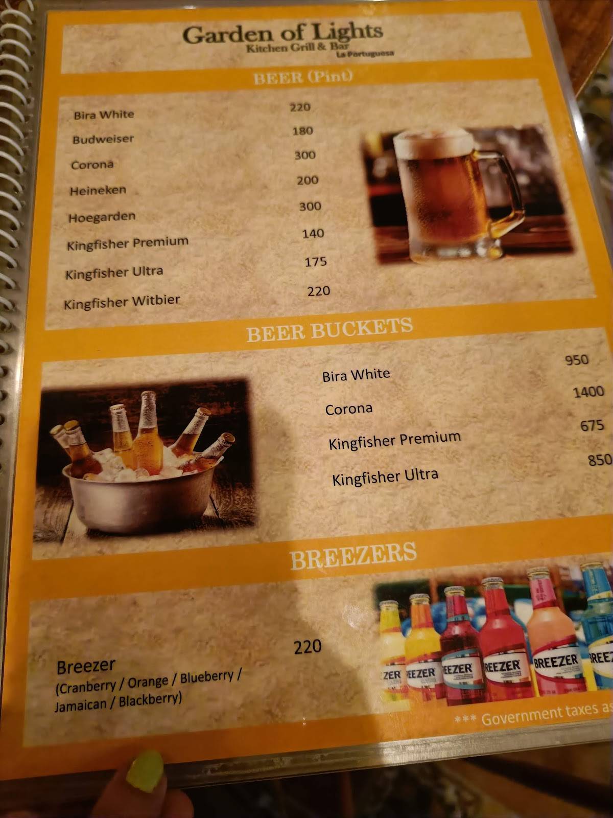 Menu at Vaddo 15, Candolim
