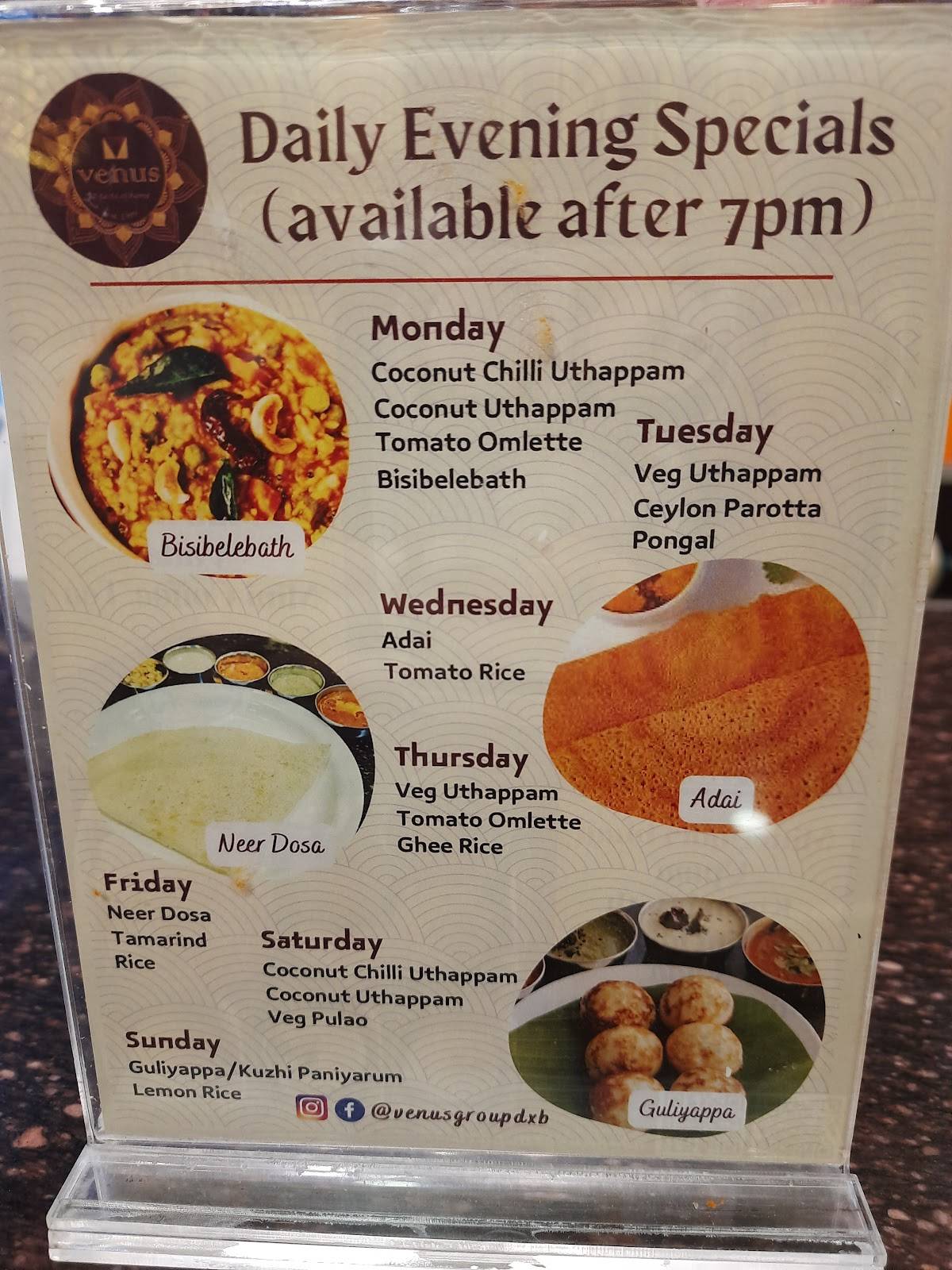 Menu at Venus Restaurant, Al Karama, Dubai, Street # 20B