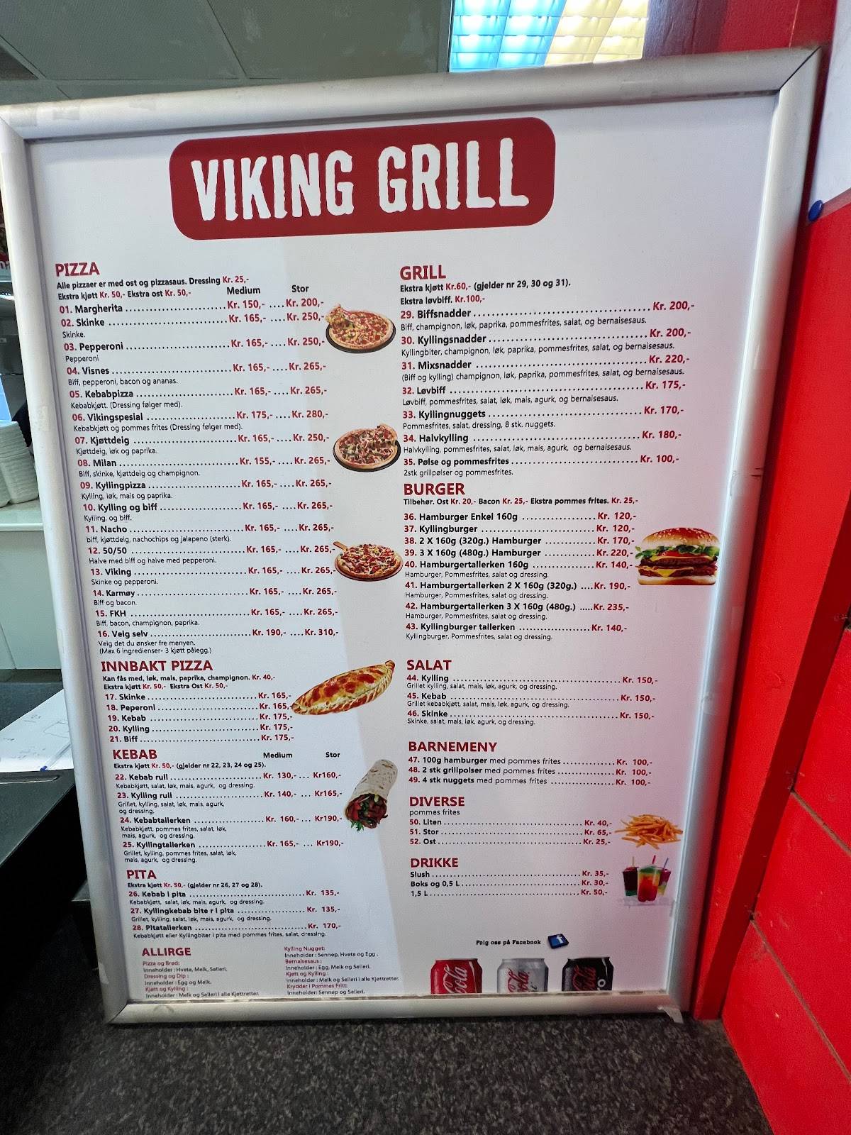 Menu at Viking grill restaurant, Avaldsnes