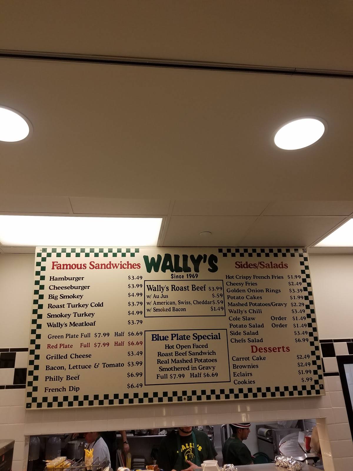 Menu at Wally's Roast Beef restaurant, Bloomington, Penn Ave S