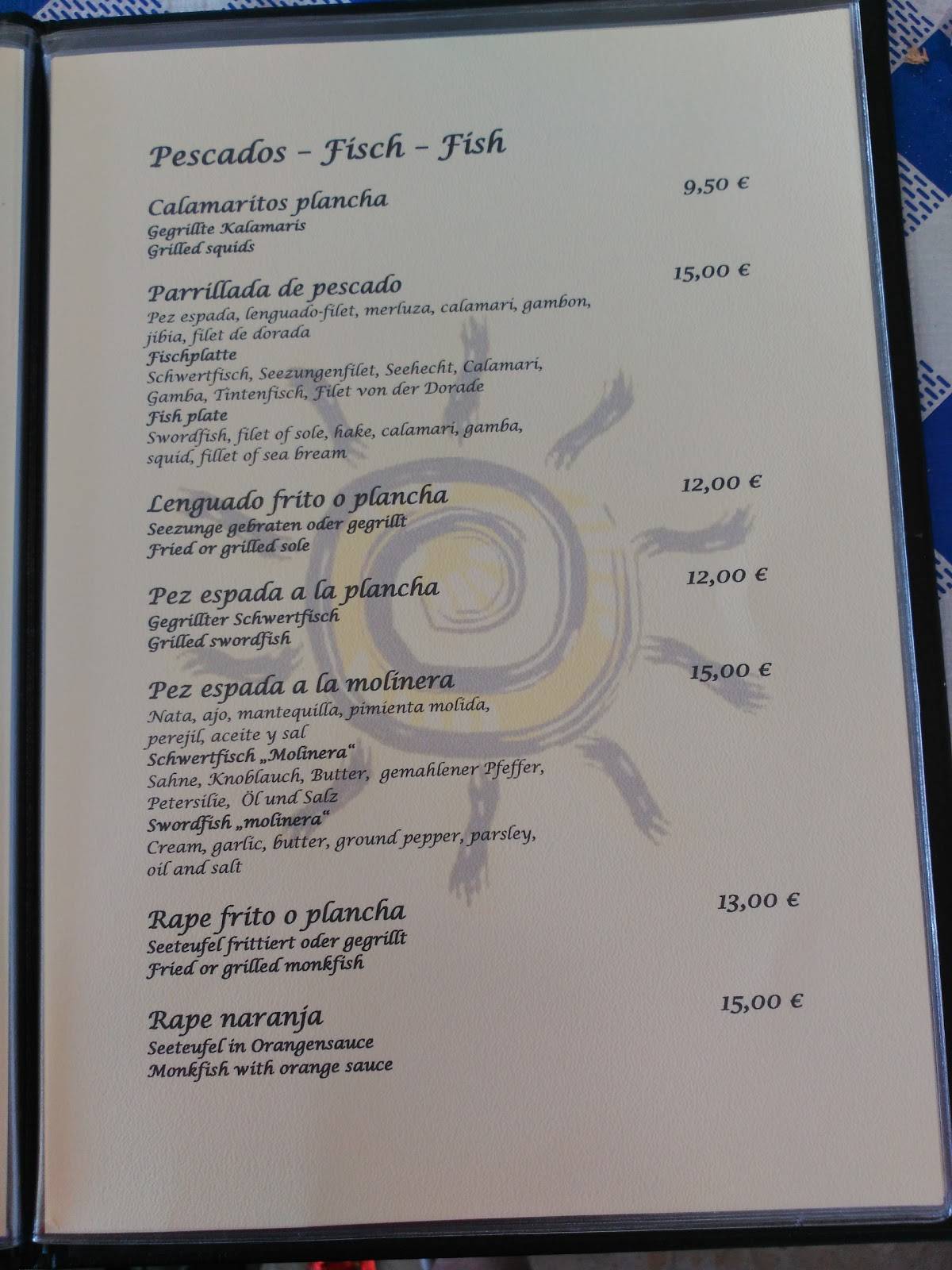 Carta de Restaurante Kiosco Lagos, Lagos