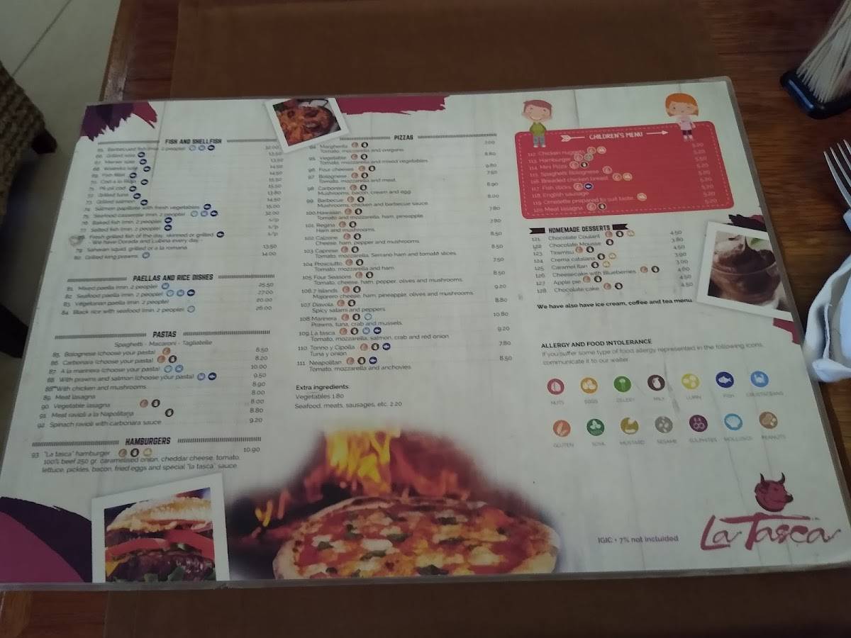 Menu at Restaurante La Tasca, Corralejo, Av. Ntra. Sra. del Carmen