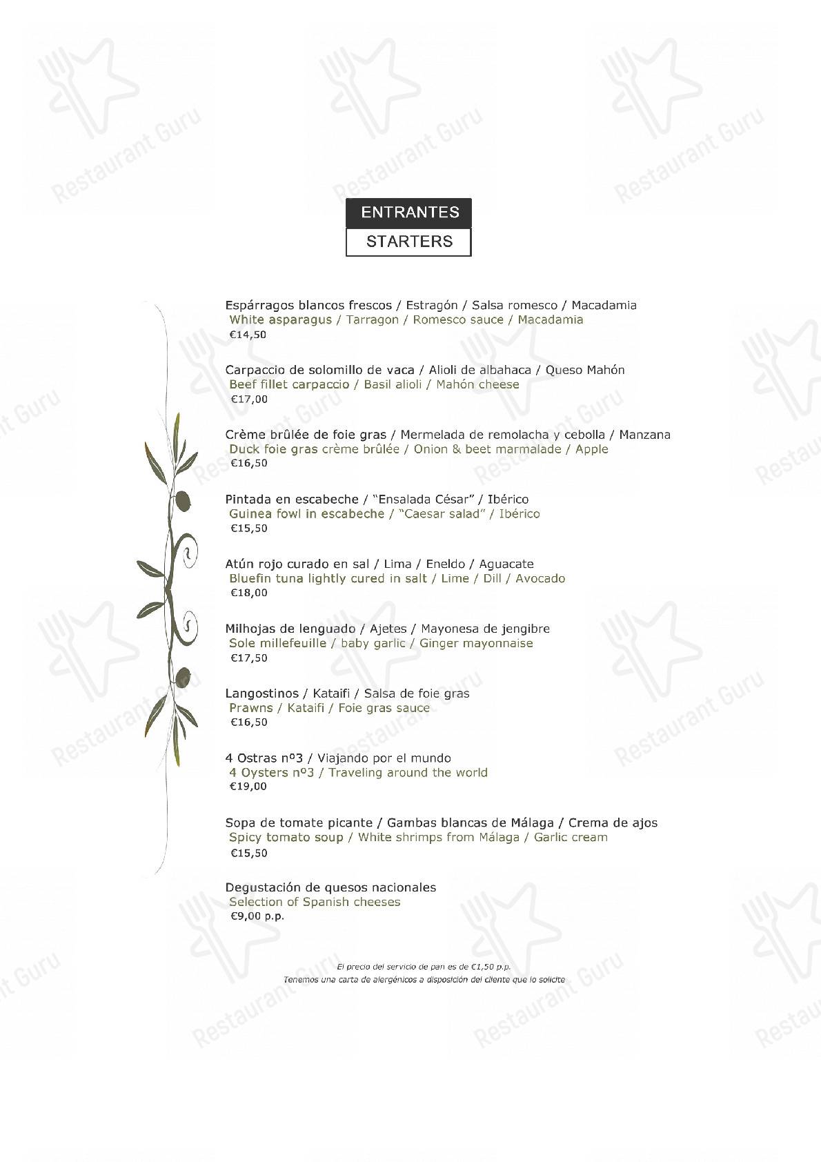Menu at Restaurante Oliva, Puerto de la Cruz