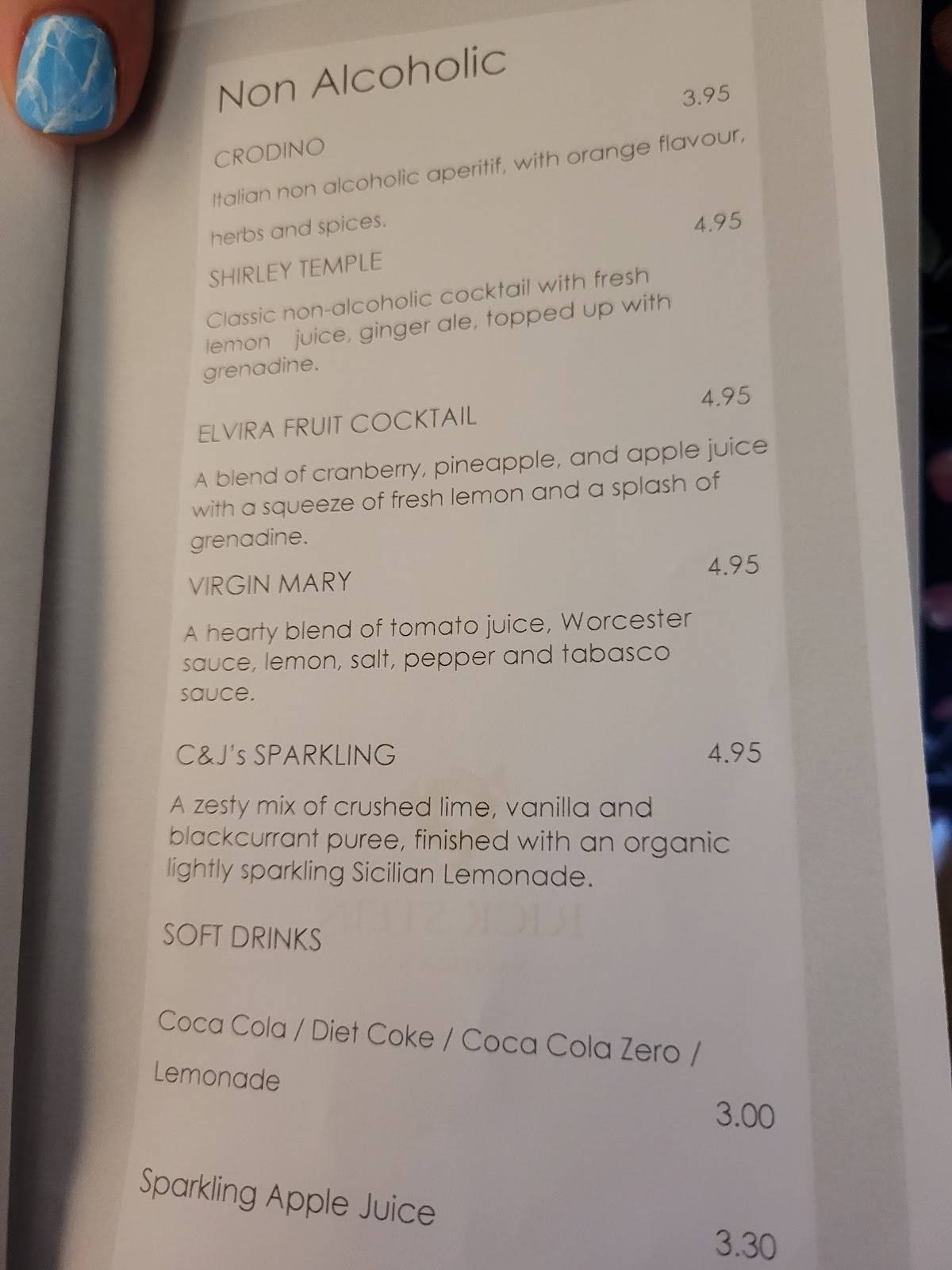 Menu at Rick Stein, Sandbanks restaurant, Poole