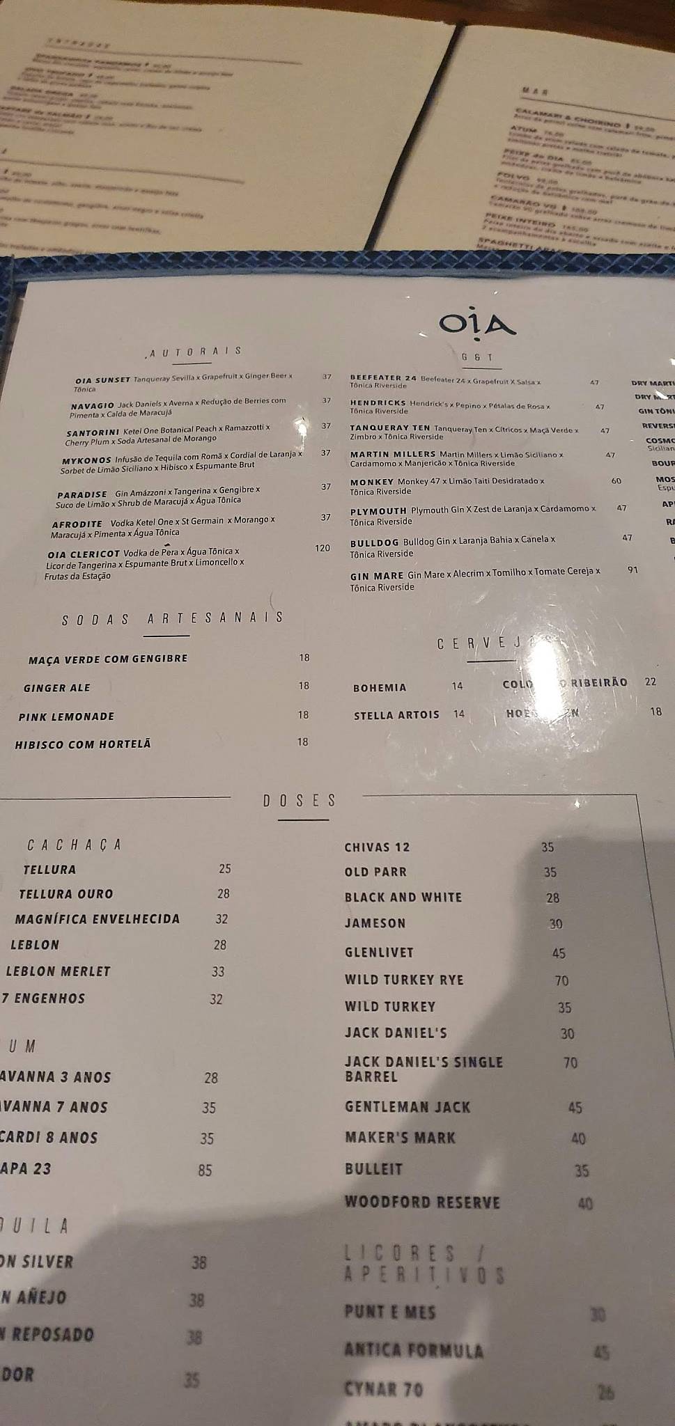 Menu em Oia Cozinha Mediterrânea restaurante, Rio de Janeiro