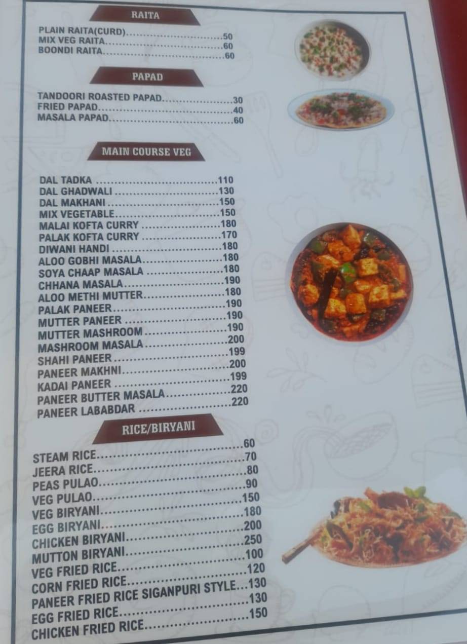 Menu at Masala Art, Rishikesh