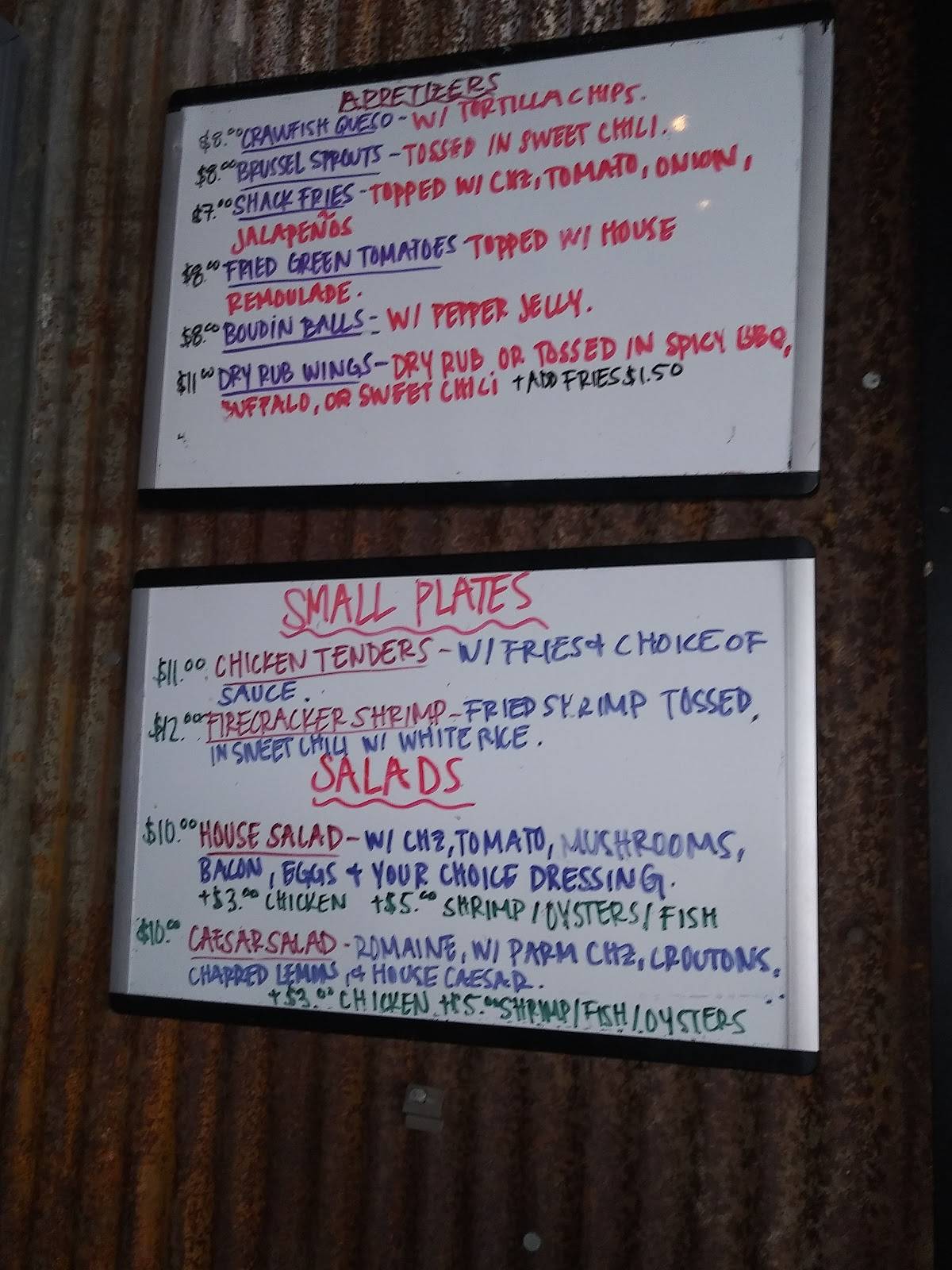Menu at The River Shack restaurant, Mobile, Marina Dr S