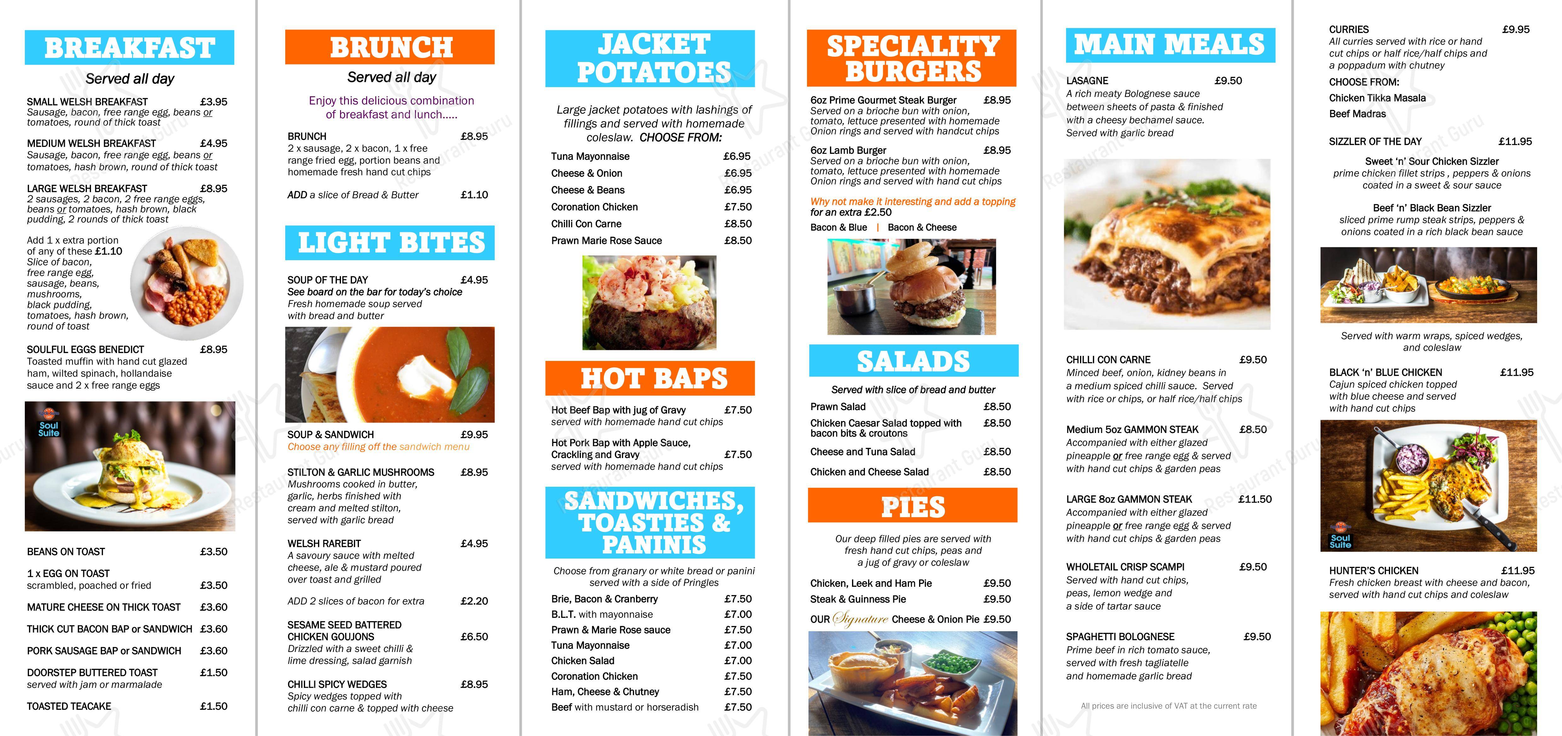 Menu at Rock Suite Cafe & Soul Suite, Wrexham