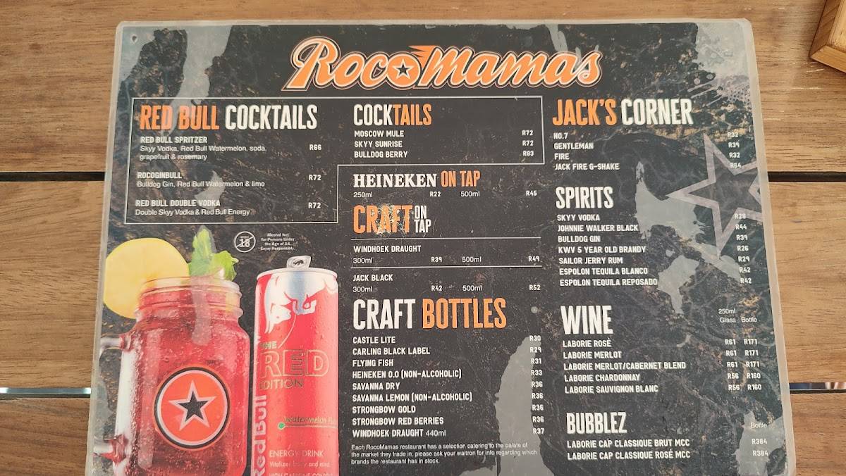 Carta del restaurante RocoMamas Oakfields Northmead, Benoni