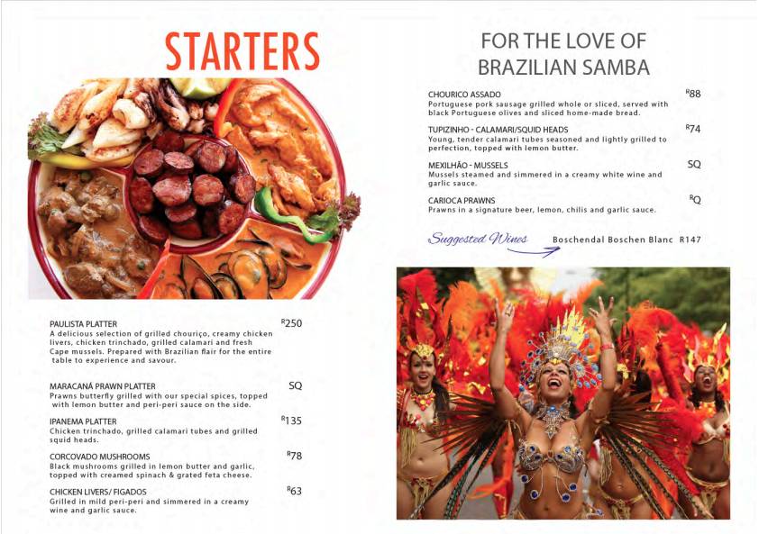 Menu at Rodizio Grill & Tapas restaurant, Sandton, Melrose Arch