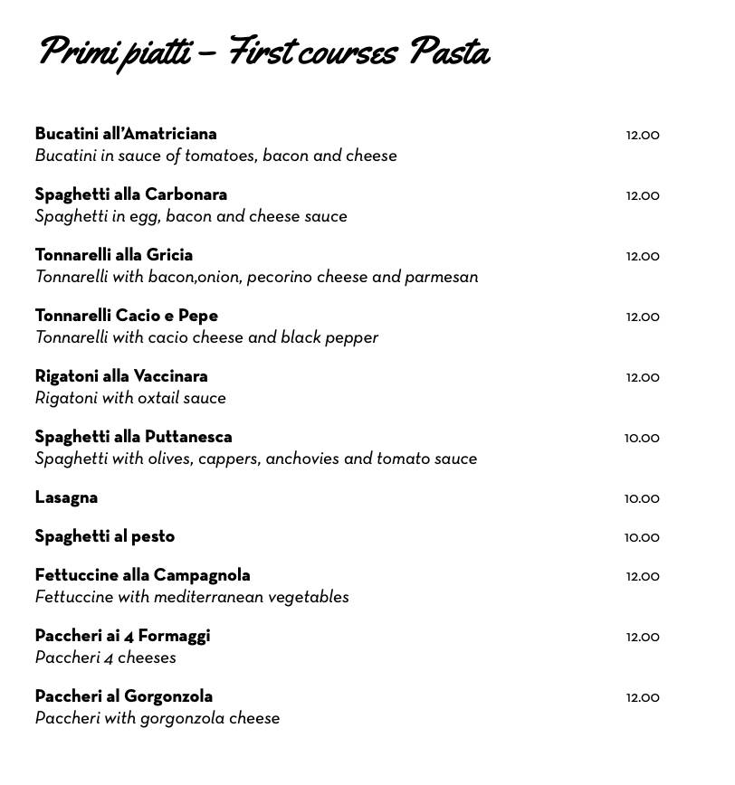Menu da Trattoria Cecio ristorante, Roma