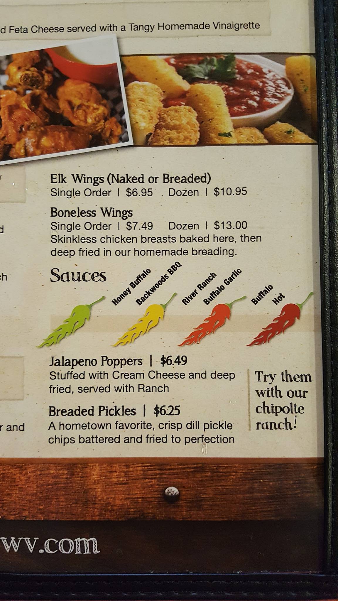 Menu at Roni's Pizza Bar, Elkview, Frame Rd