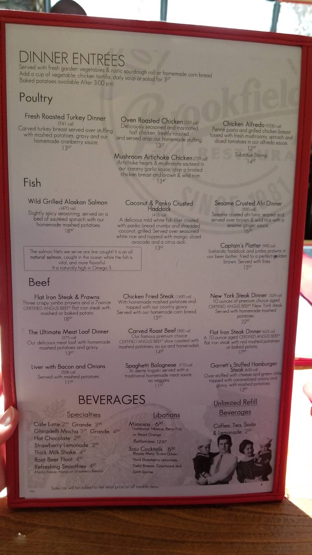 Menu at Brookfields Restaurant Roseville, Roseville, Taylor Rd