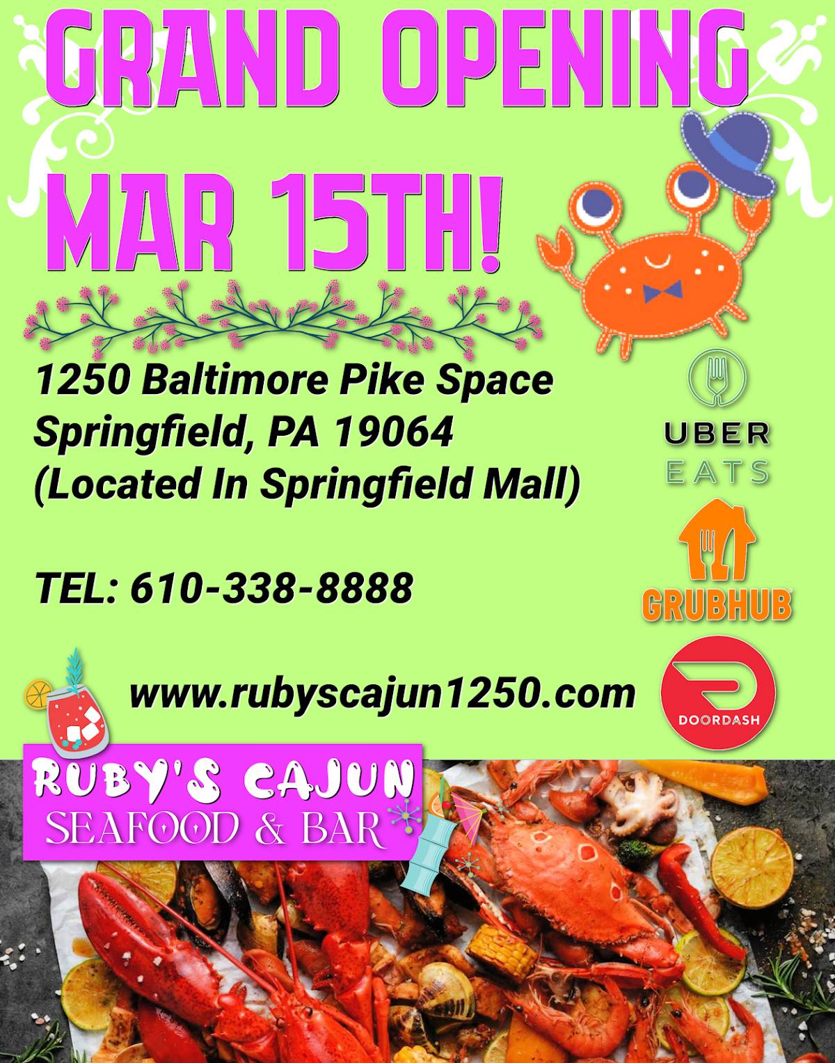 Menu at Ruby’s Cajun Seafood Boil & Bar, Springfield