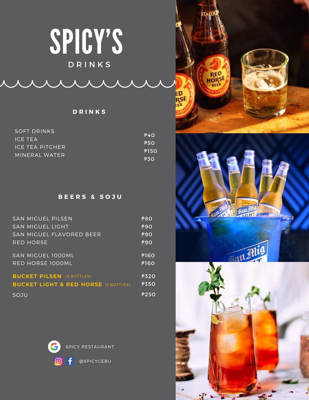Menu at SPICY Restaurant Samgyeopsal & Chicken, Cebu City