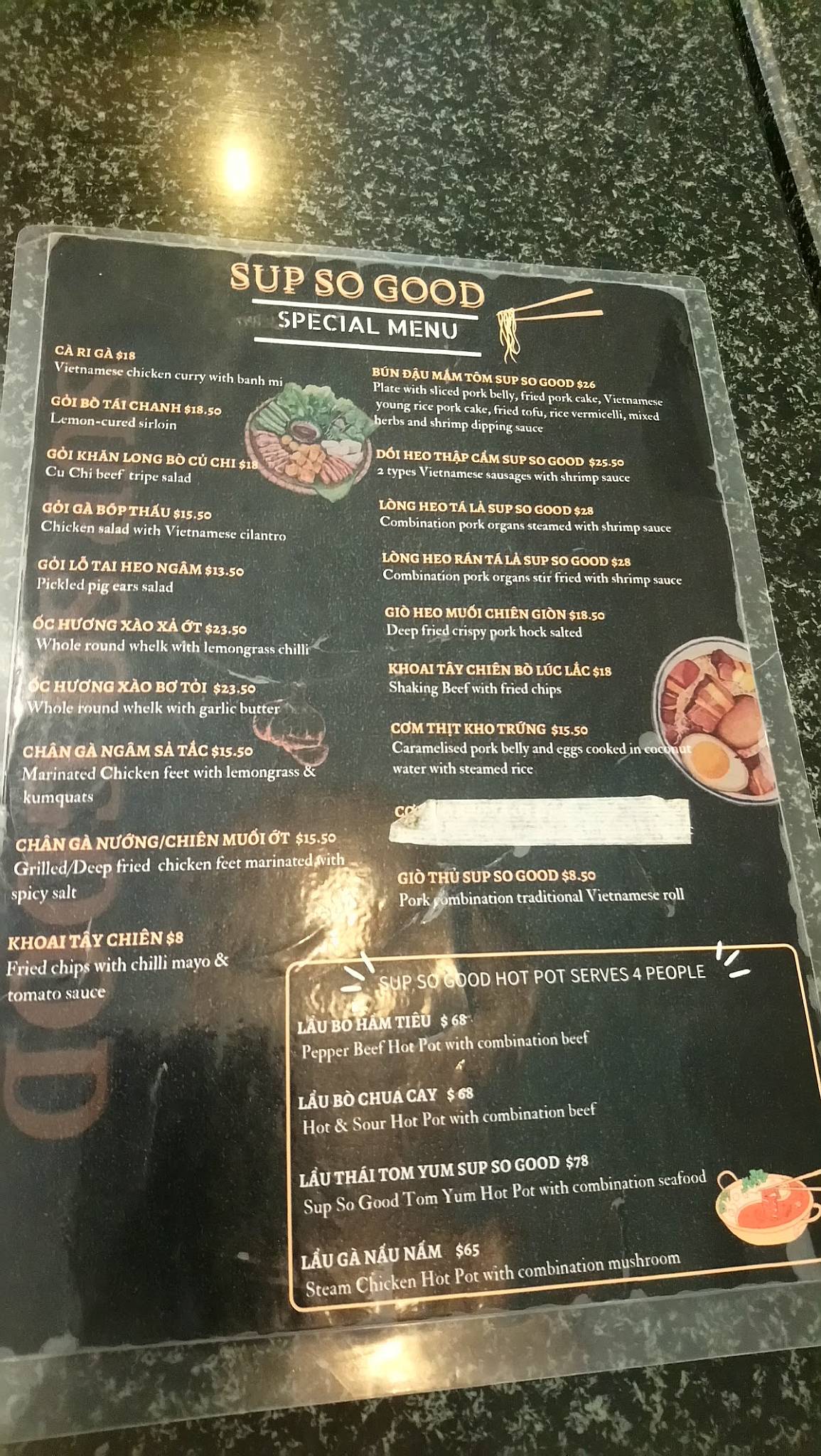 Menu at SUP SO GOOD restaurant, Northbridge