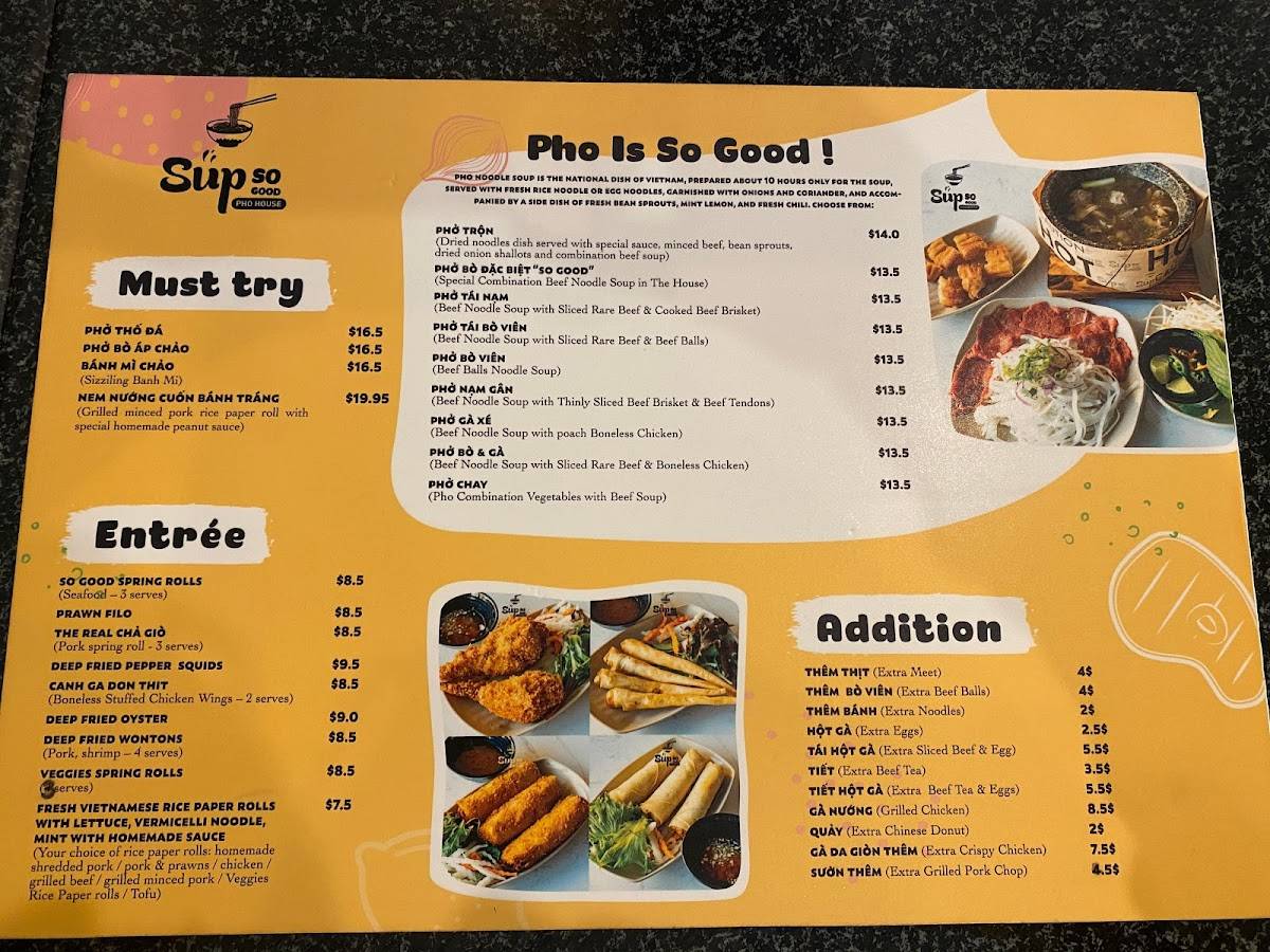 Menu at SUP SO GOOD restaurant, Northbridge