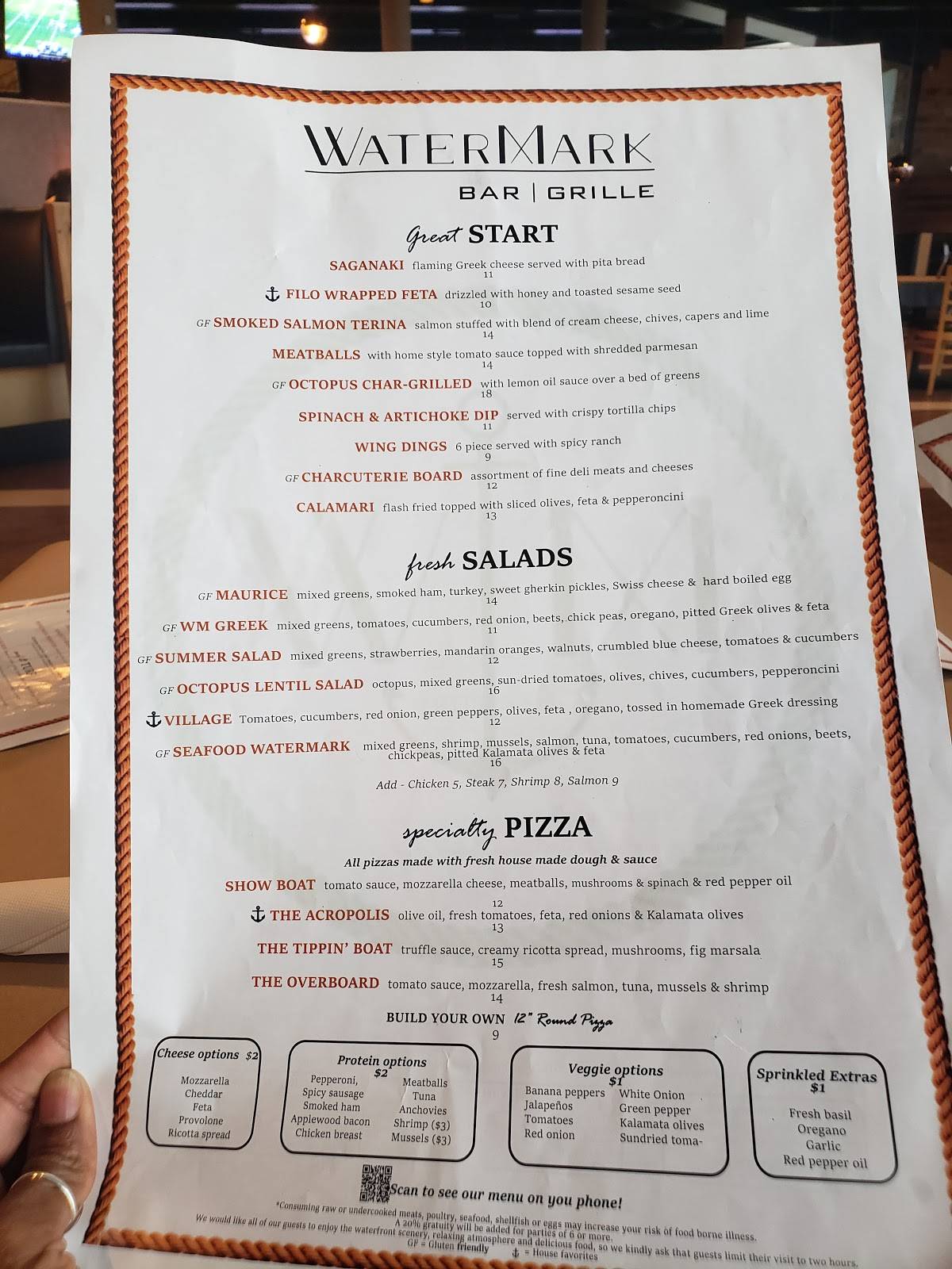 Menu at WaterMark Bar and Grille, Saint Clair Shores