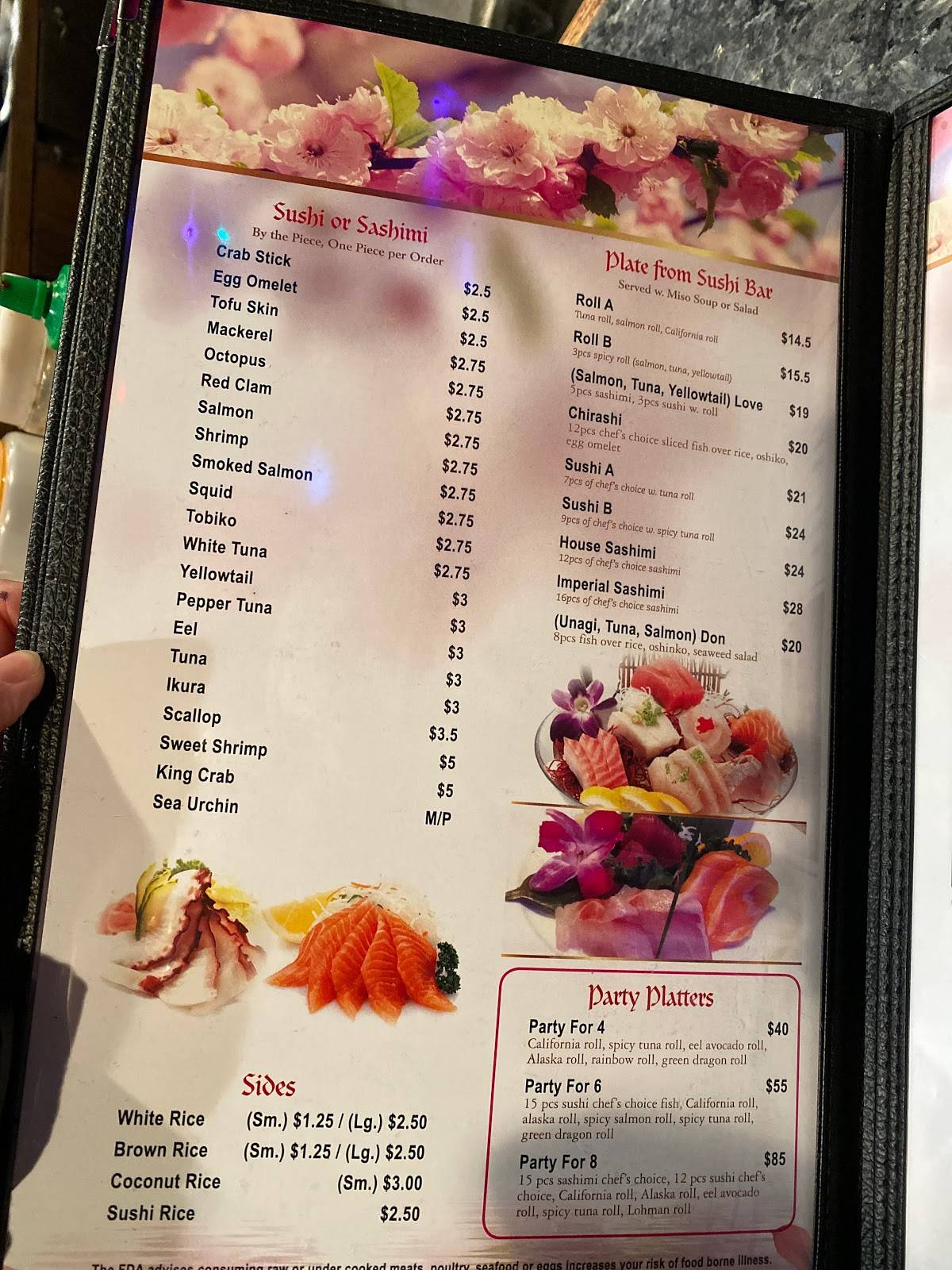 Menu at Sakura Japanese House restaurant, Las Cruces
