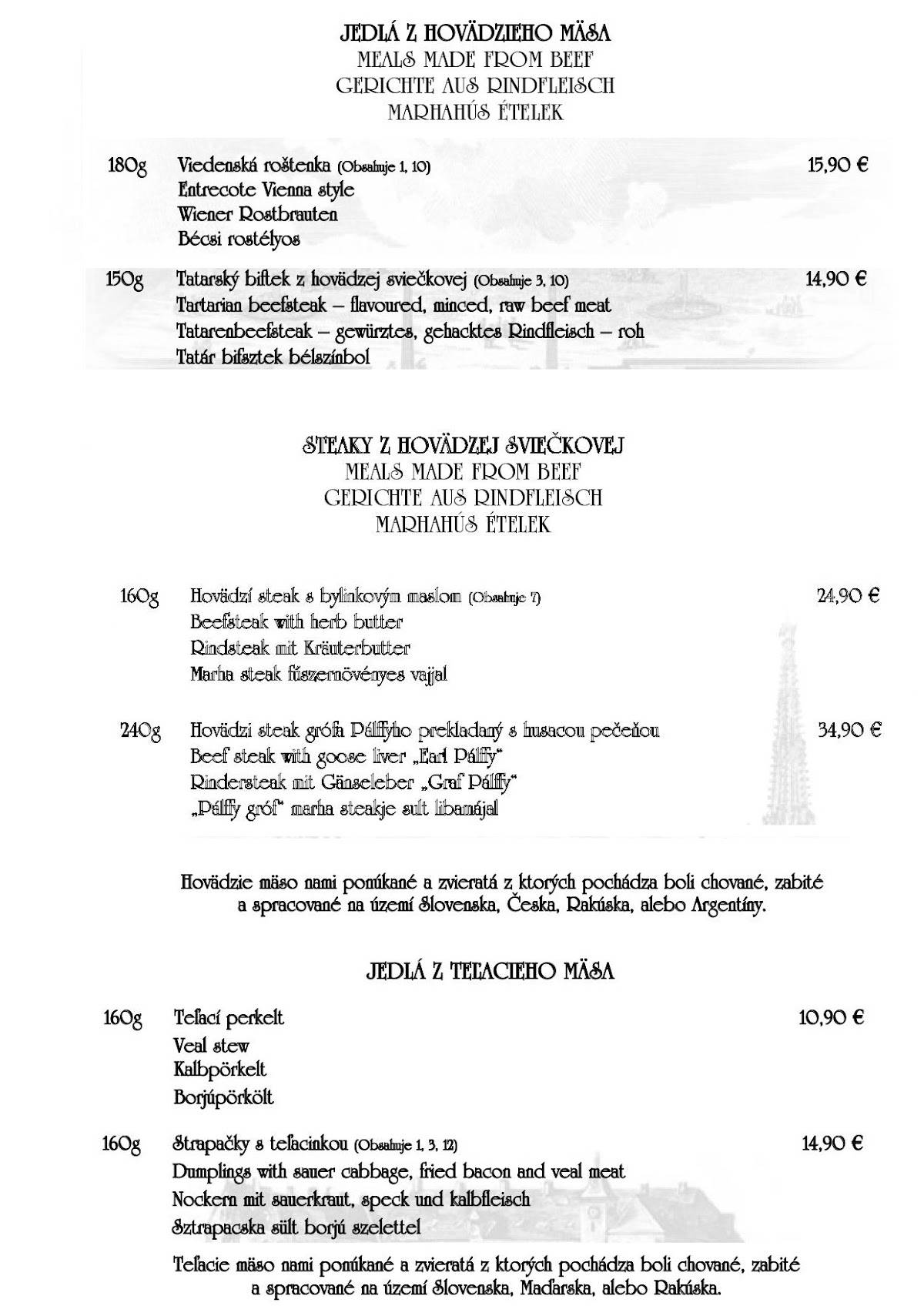 Menu at Jó Bástya Csárda (Čárda Jó Bástya (Dobrá bašta)) restaurant ...