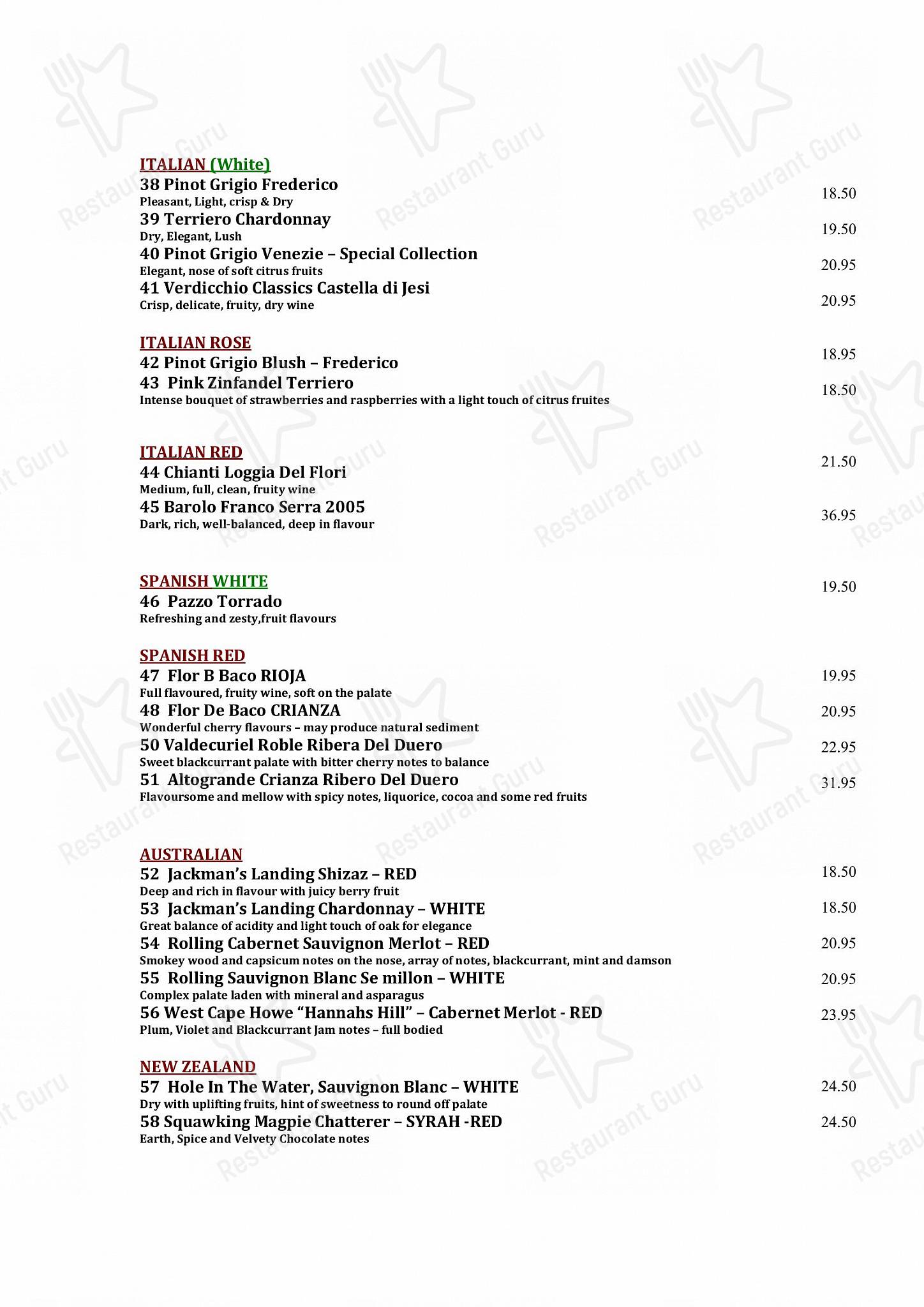 Menu at Legs Of Man pub & bar, Sandbach