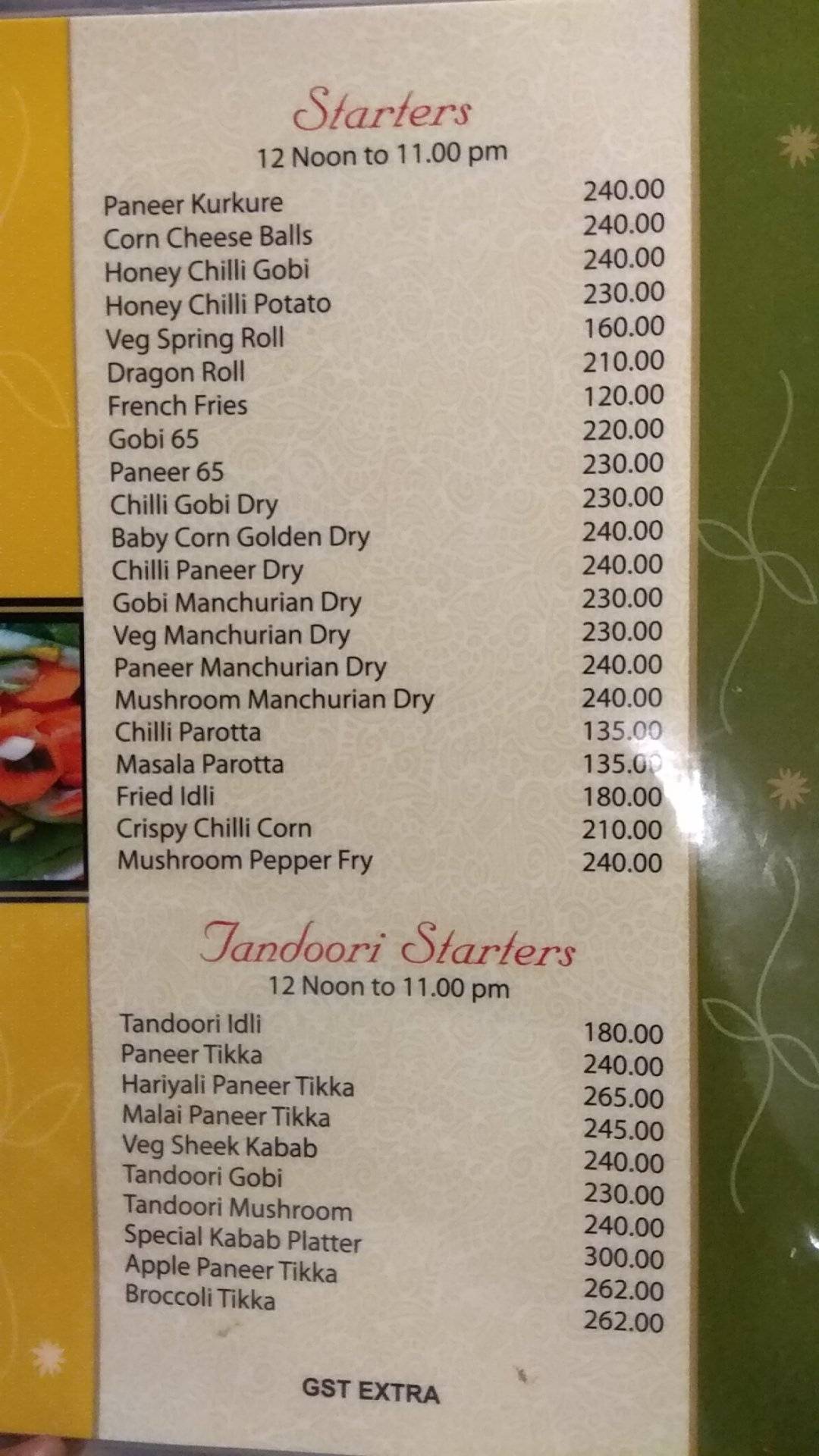 Menu at Sangeetha Veg Restaurant, Chennai, 65, Anna Salai