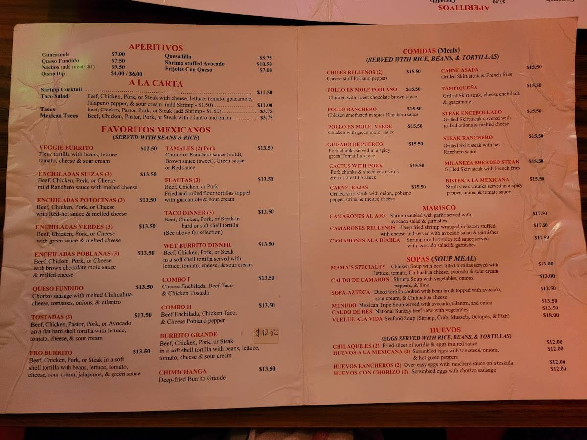 Menu at Santi's Restaurante Mexicano, Charleston, Meeting Street Rd
