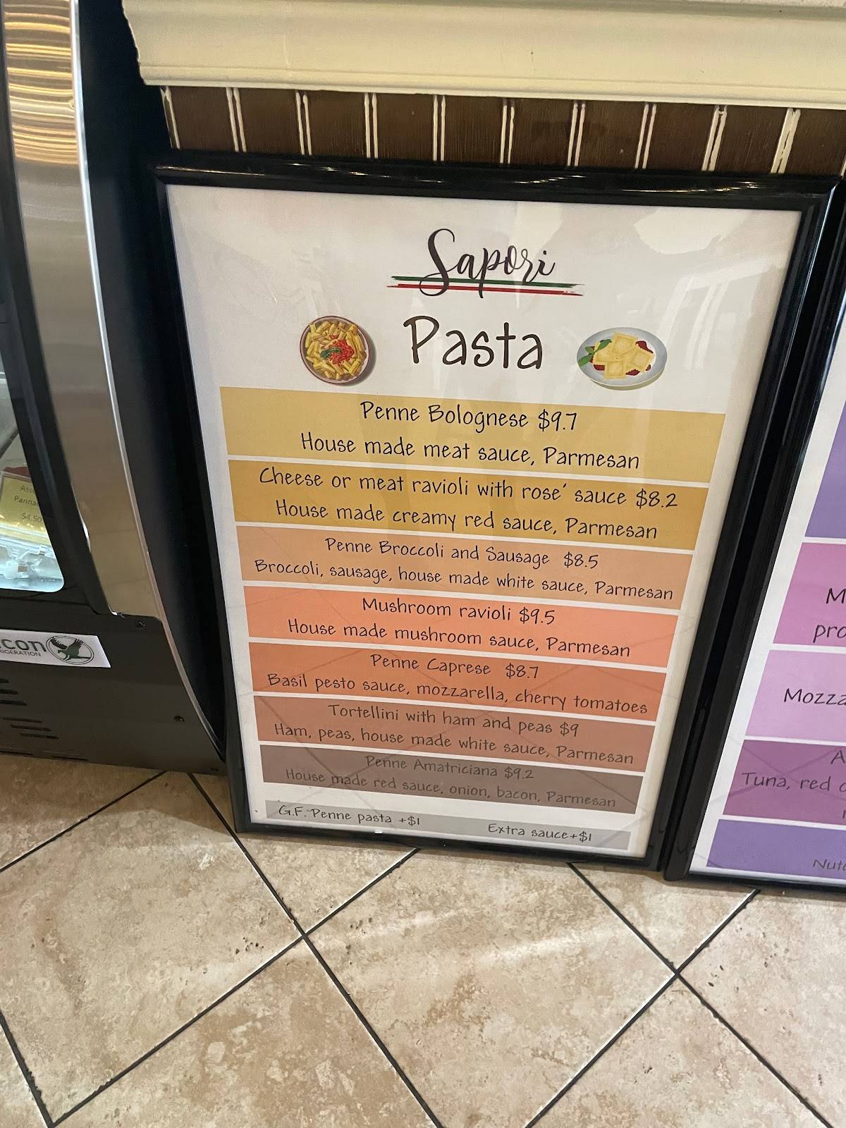 Menu at Sapori Italian Bakery & Cafe, Ogden