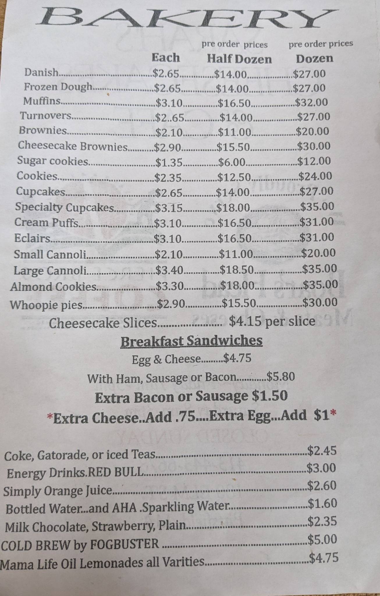 Menu at Sarah's Cheesecake & Cafe, Pittsfield, 180 Elm St G