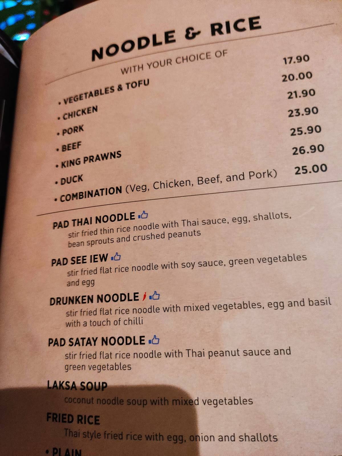 Menu at Sawatdee Thai Restaurant, Batemans Bay