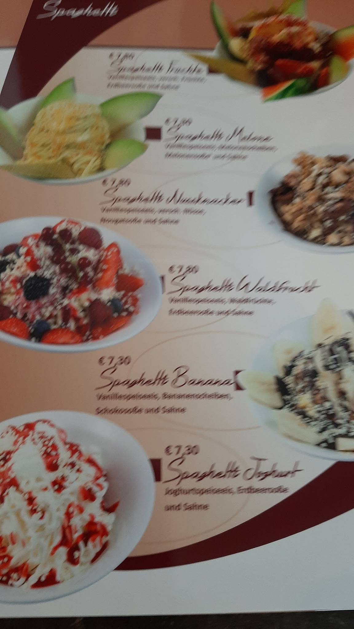 Speisekarte von Eiscafe Cortina, Schneverdingen