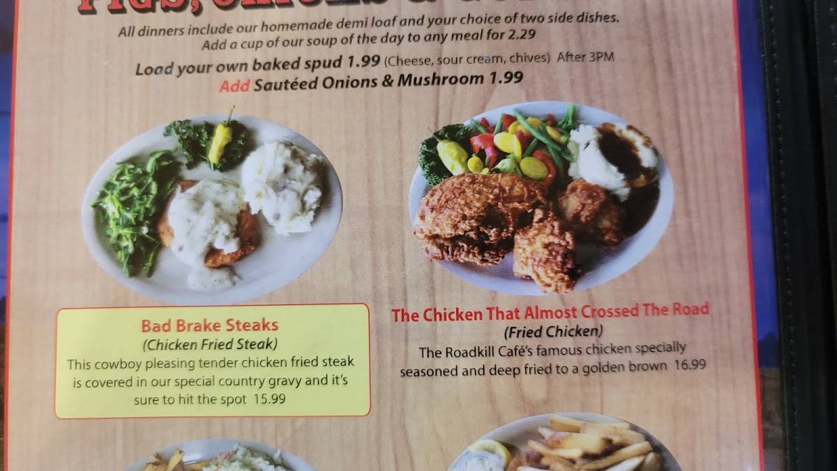 Menu at The Roadkill Cafe/O.K. Saloon, Seligman